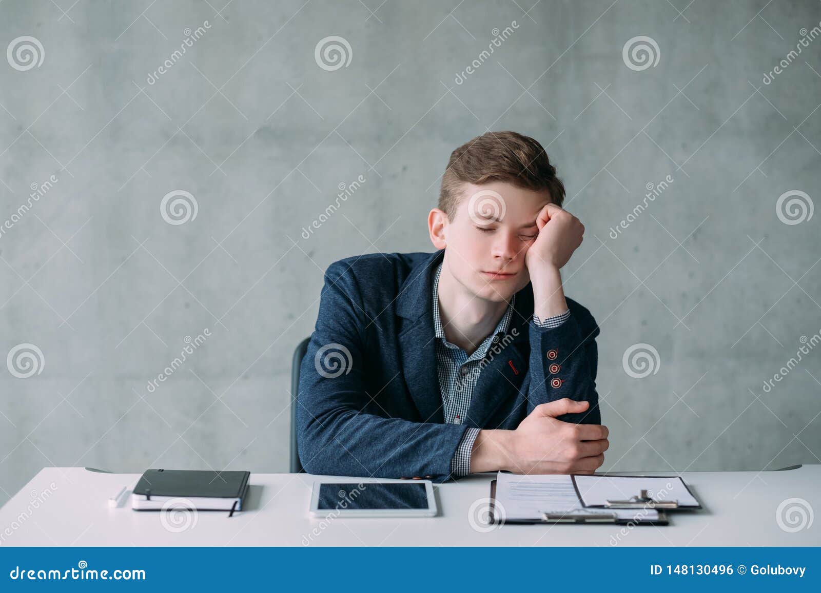Office Routine Guy Sleeping Bored No Work Task Stock Photo - Image of ...