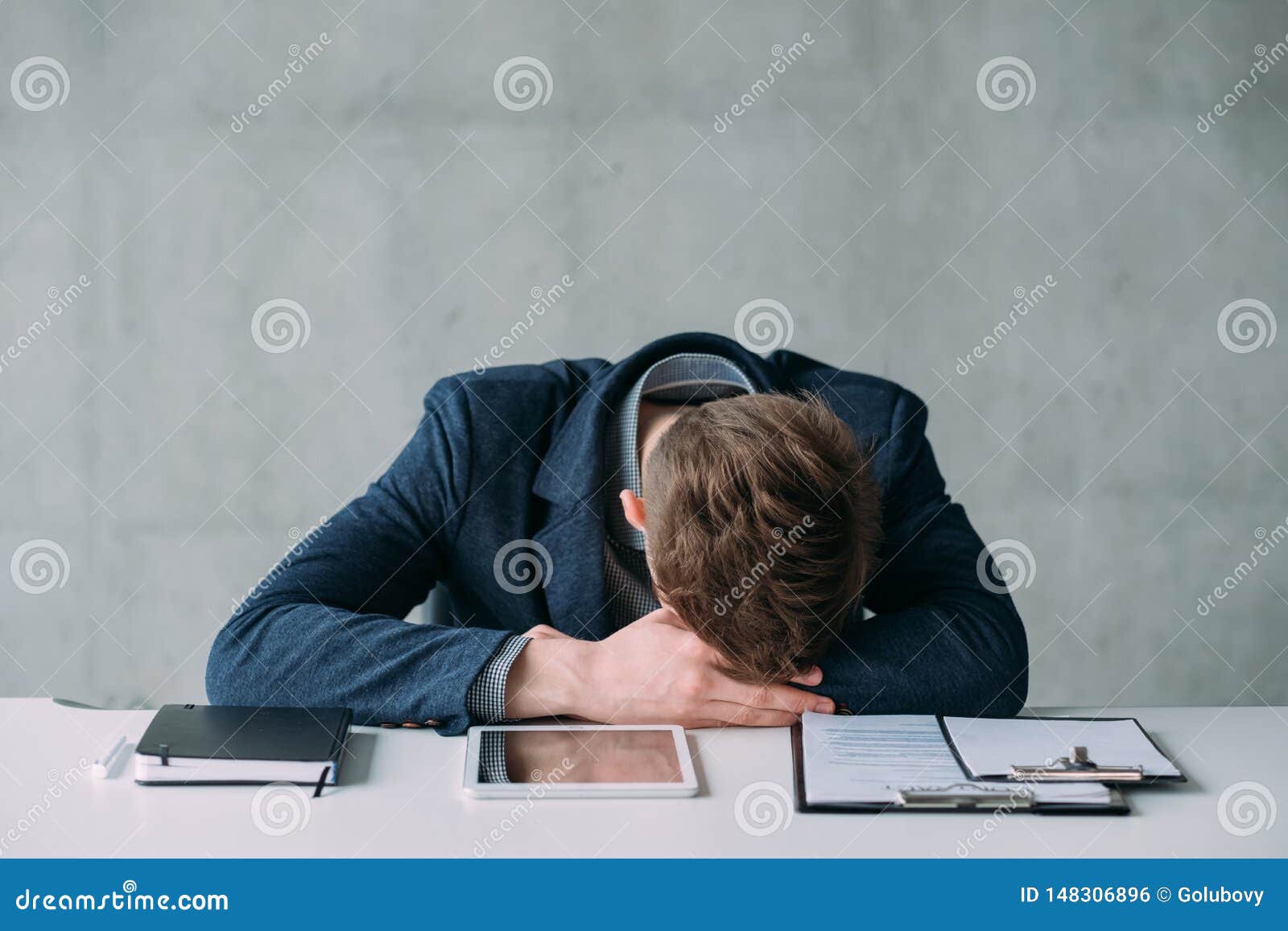 Office Routine Tired Young Manager Sleeping Work Stock Photo - Image of ...