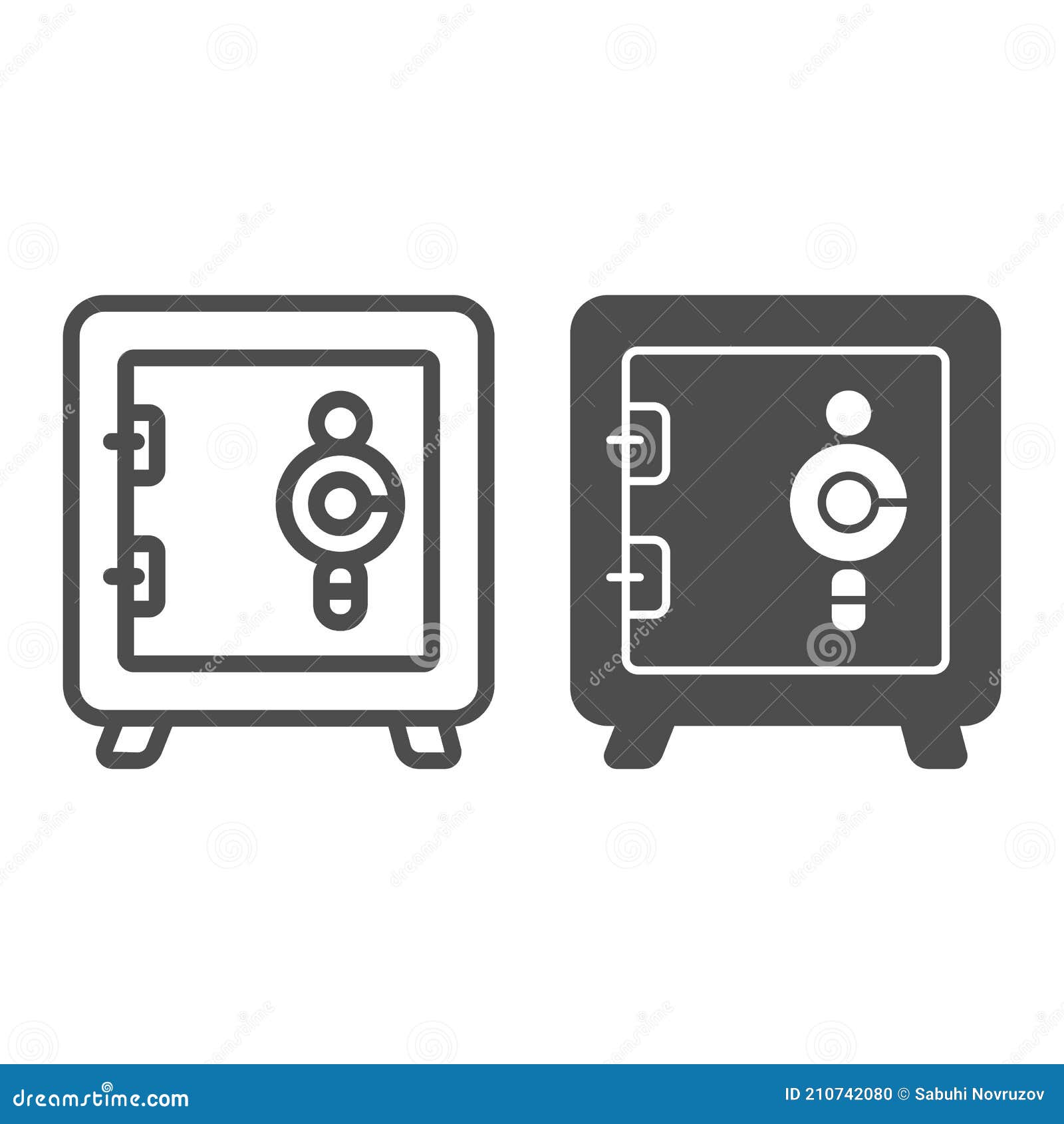 Office Safe with Lock Line and Solid Icon, Web Security Concept, Data ...