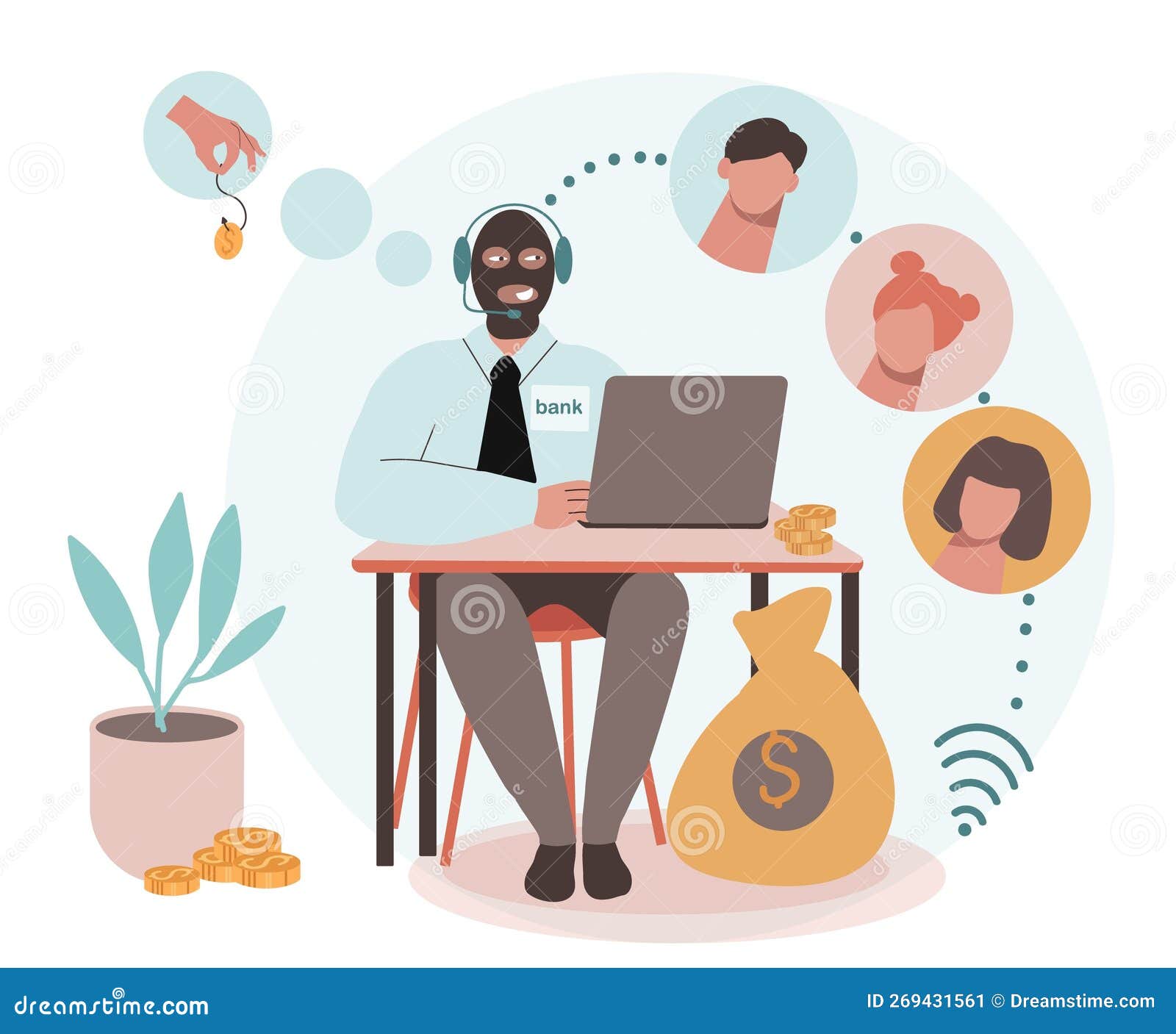 Office Scammer Flat Composition Stock Vector - Illustration of identity ...