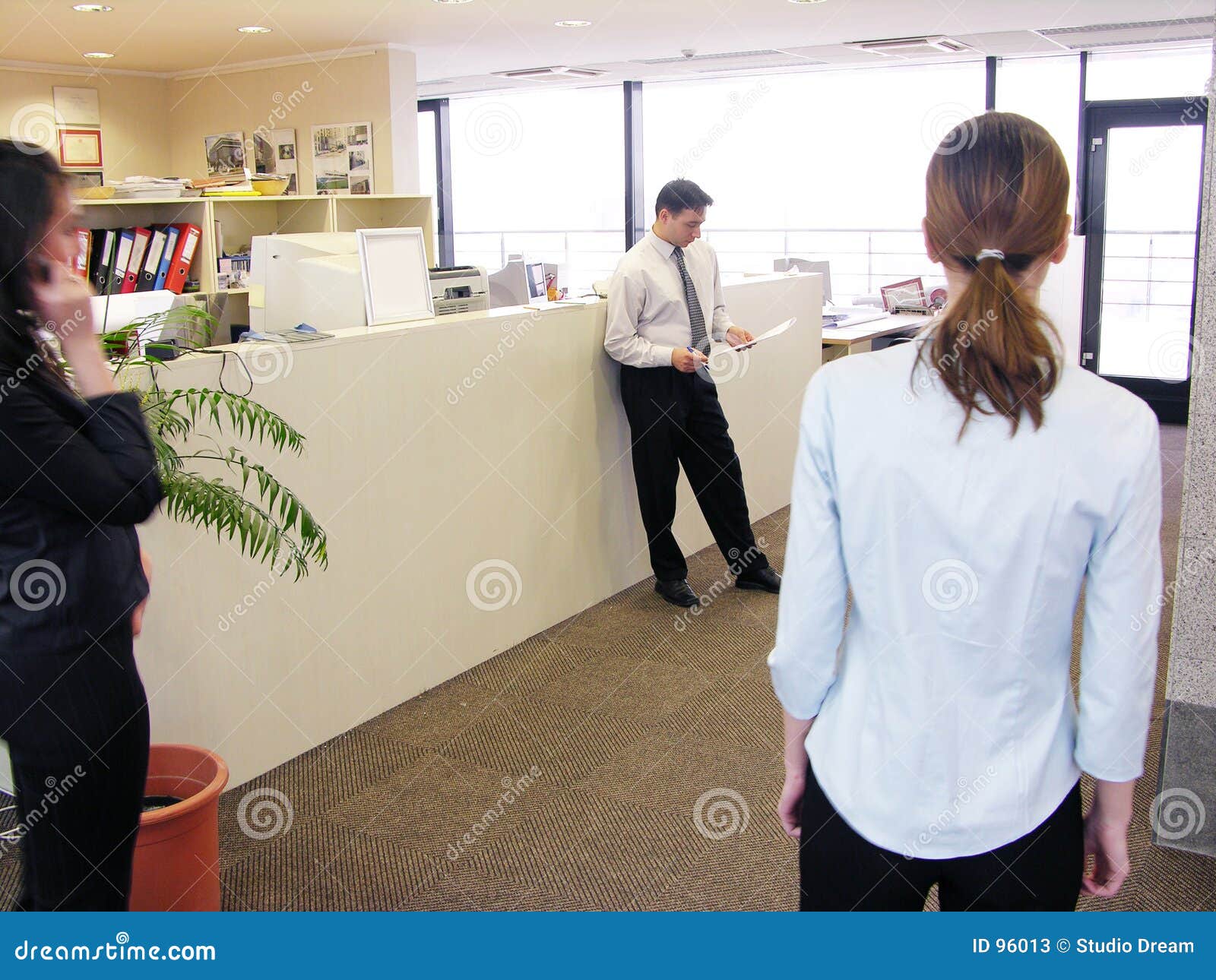 Office scene stock image. Image of hours, architecture, girl - 96013