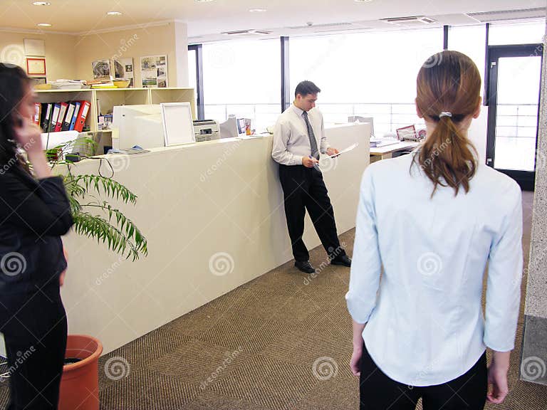 Office scene stock image. Image of hours, architecture, girl - 96013