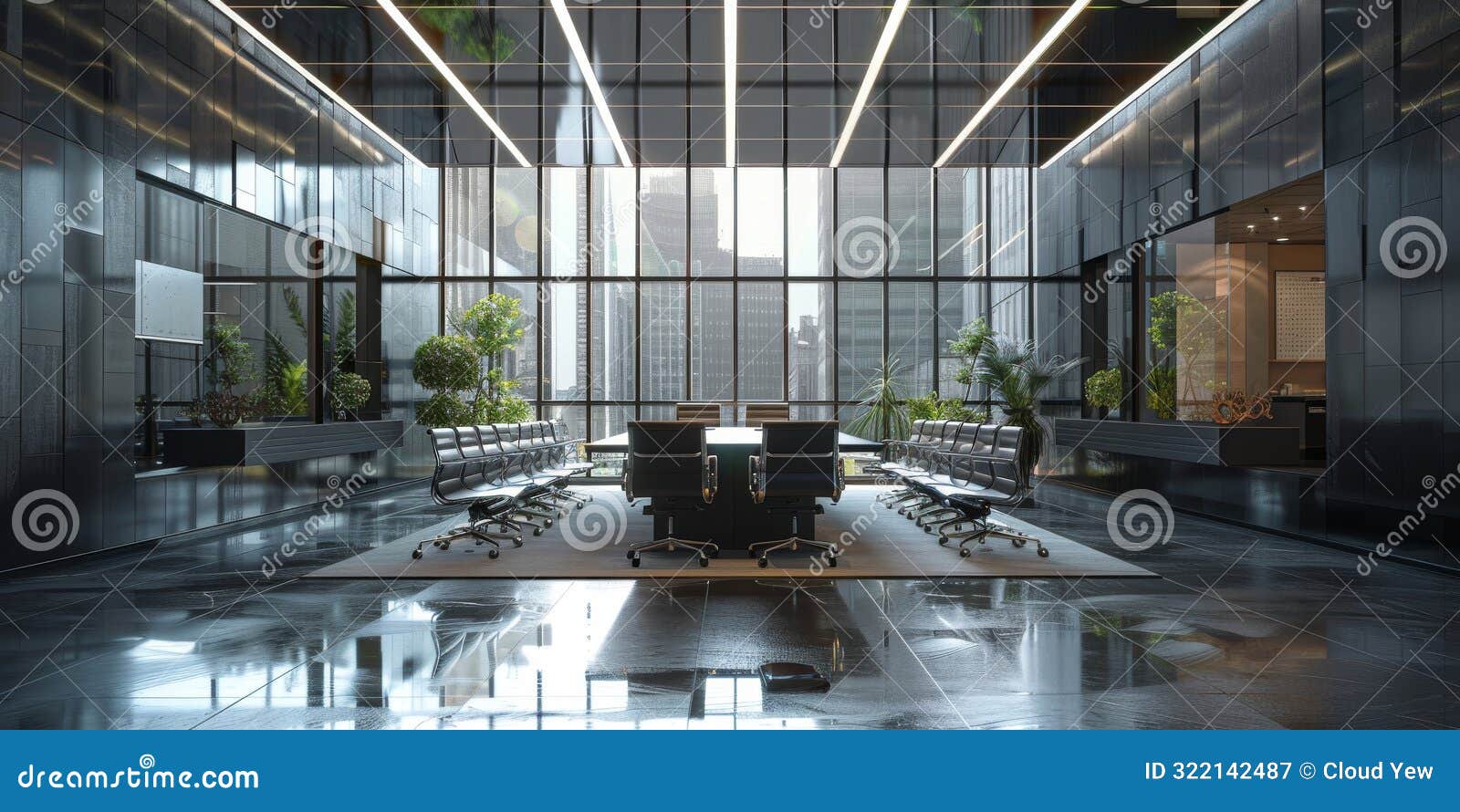 Office Scene Designed with a Symmetrical Layout Pattern. Stock ...