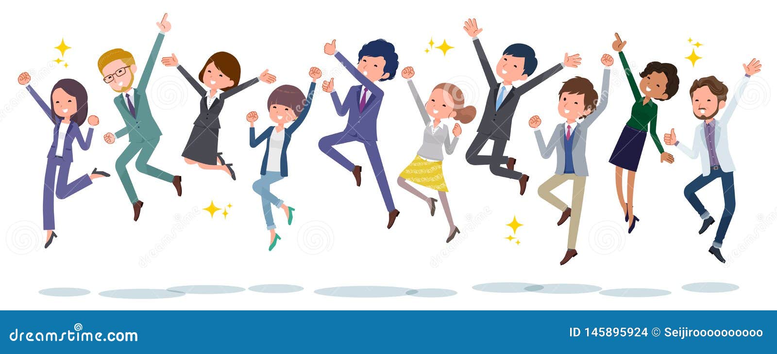 Office Scene_jump Office People Stock Vector - Illustration of employee ...