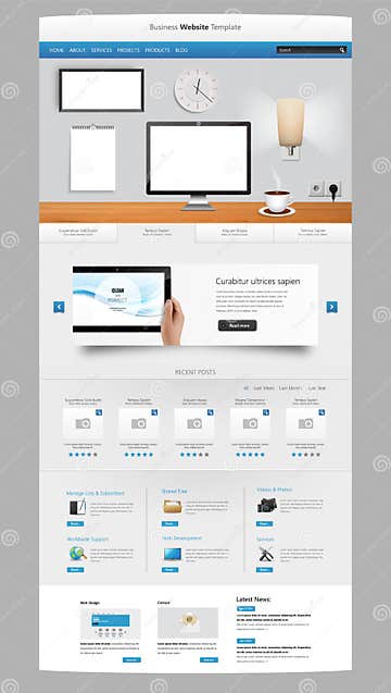 Office Scene One Page Website Design Template. Vector Eps 10 Stock ...