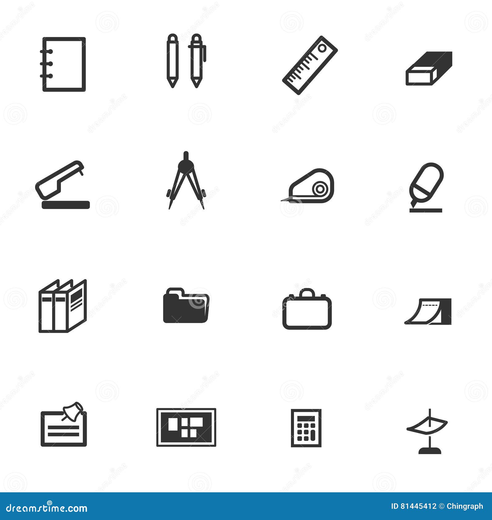 Office School Class Object Icon Set Vector Stock Vector - Illustration ...