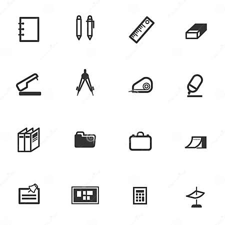 Office School Class Object Icon Set Vector Stock Vector - Illustration ...