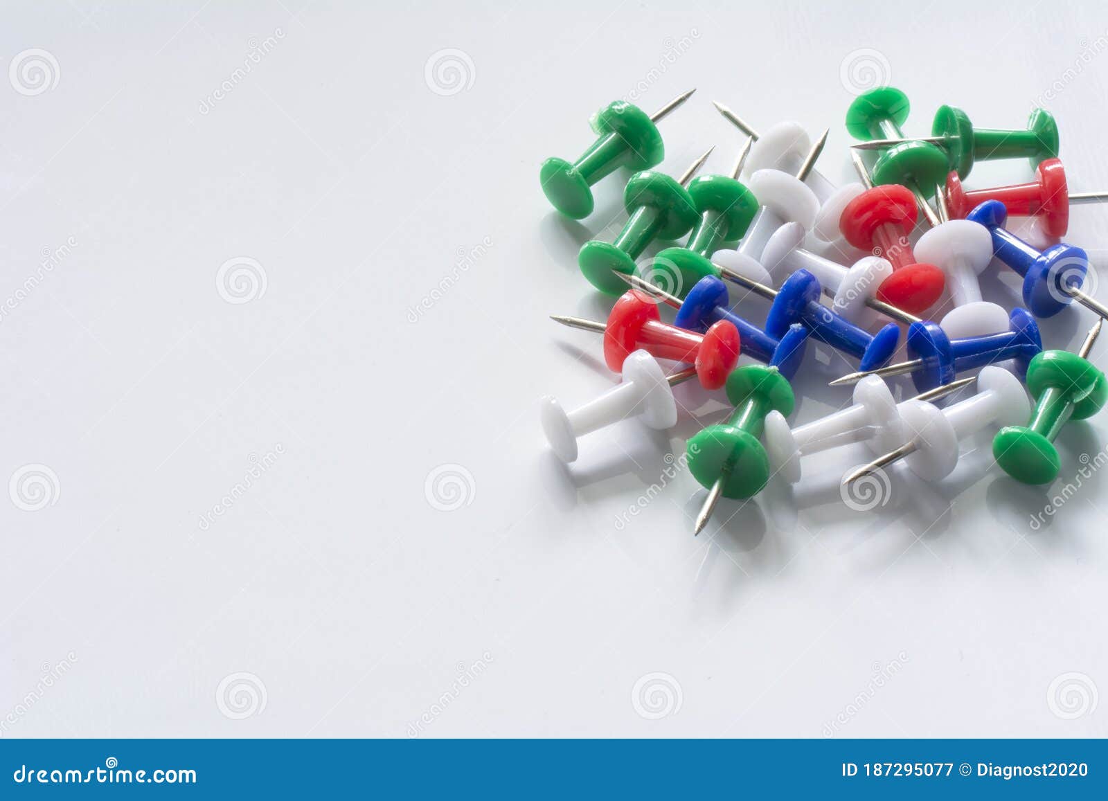 Office or School Objects. Multi Colored Push Pins Isolated on White ...