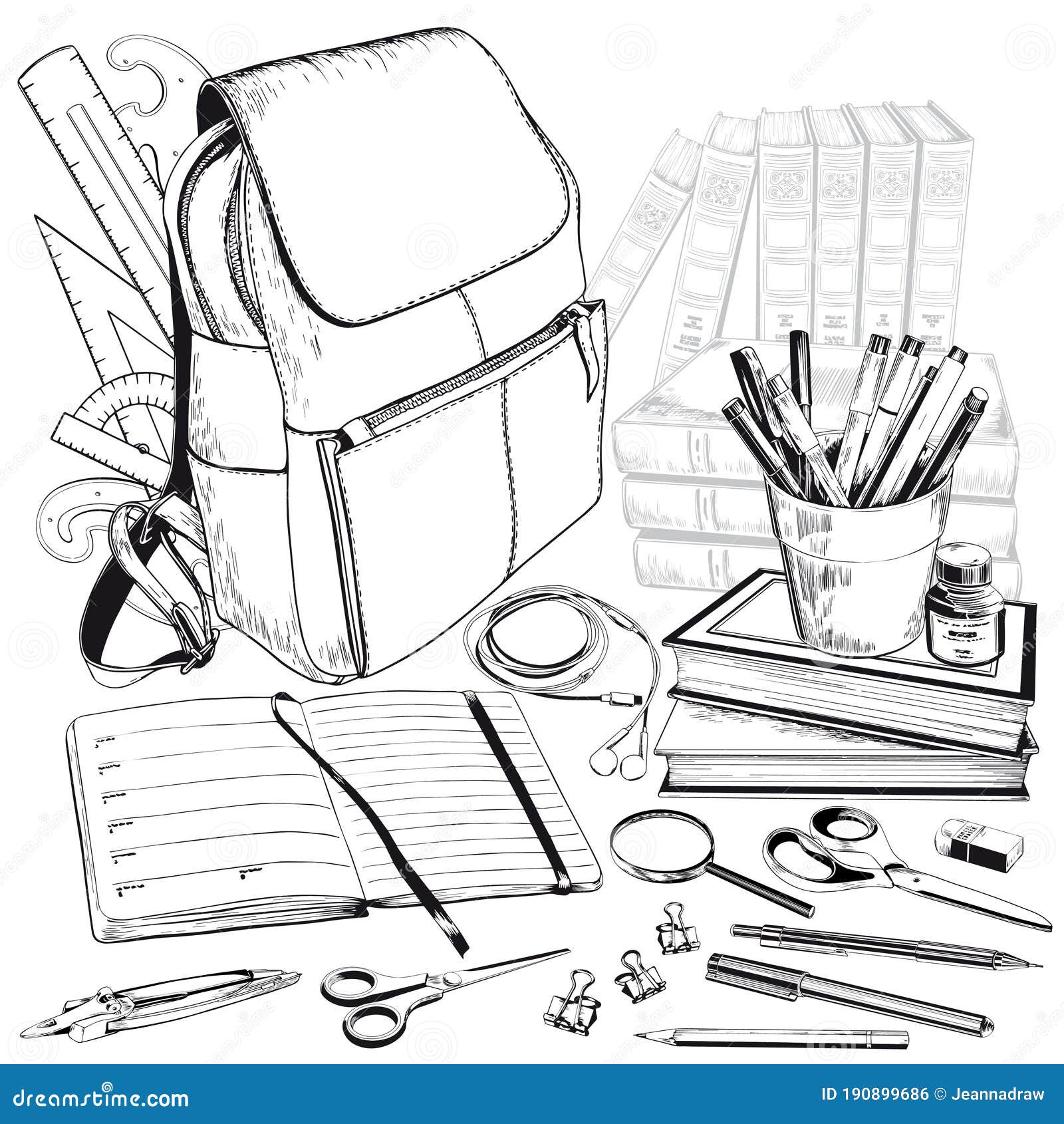 Office and School Supplies. Stock Vector - Illustration of paper, book ...