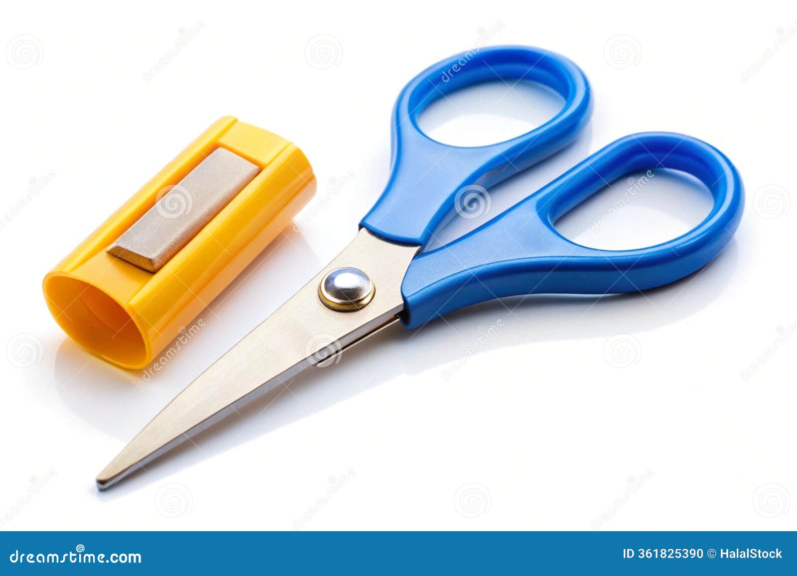 Office Scissors and Sharpener Isolated on White Background Stock ...