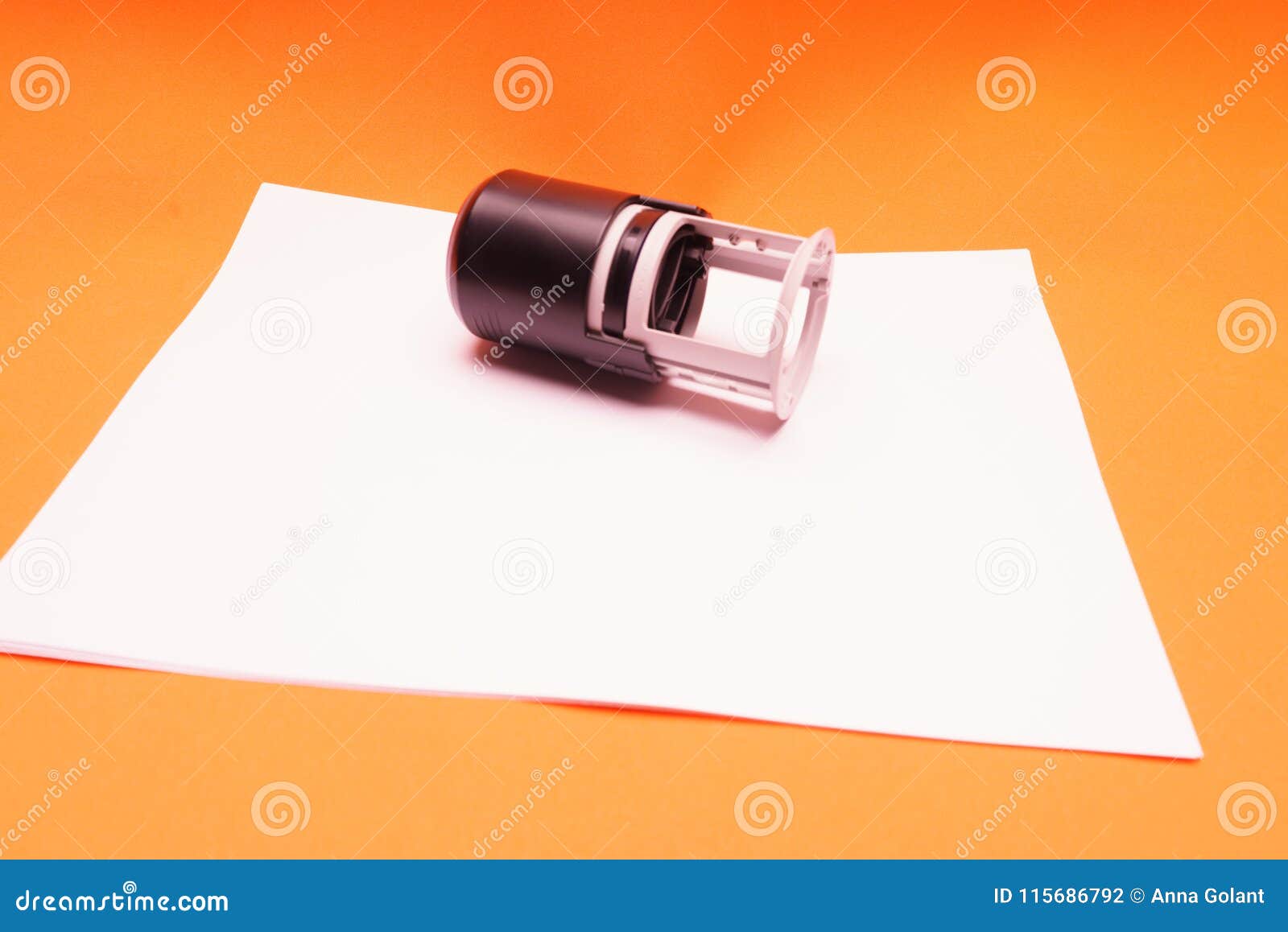 Office Seal, Stamp on Blank White Sheet of Paper, Close-up Stock ...
