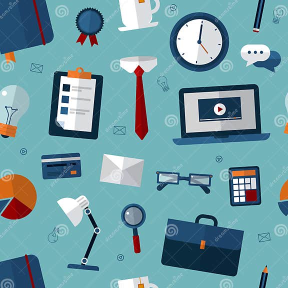 Office Seamless Pattern with Office Elements Stock Vector ...