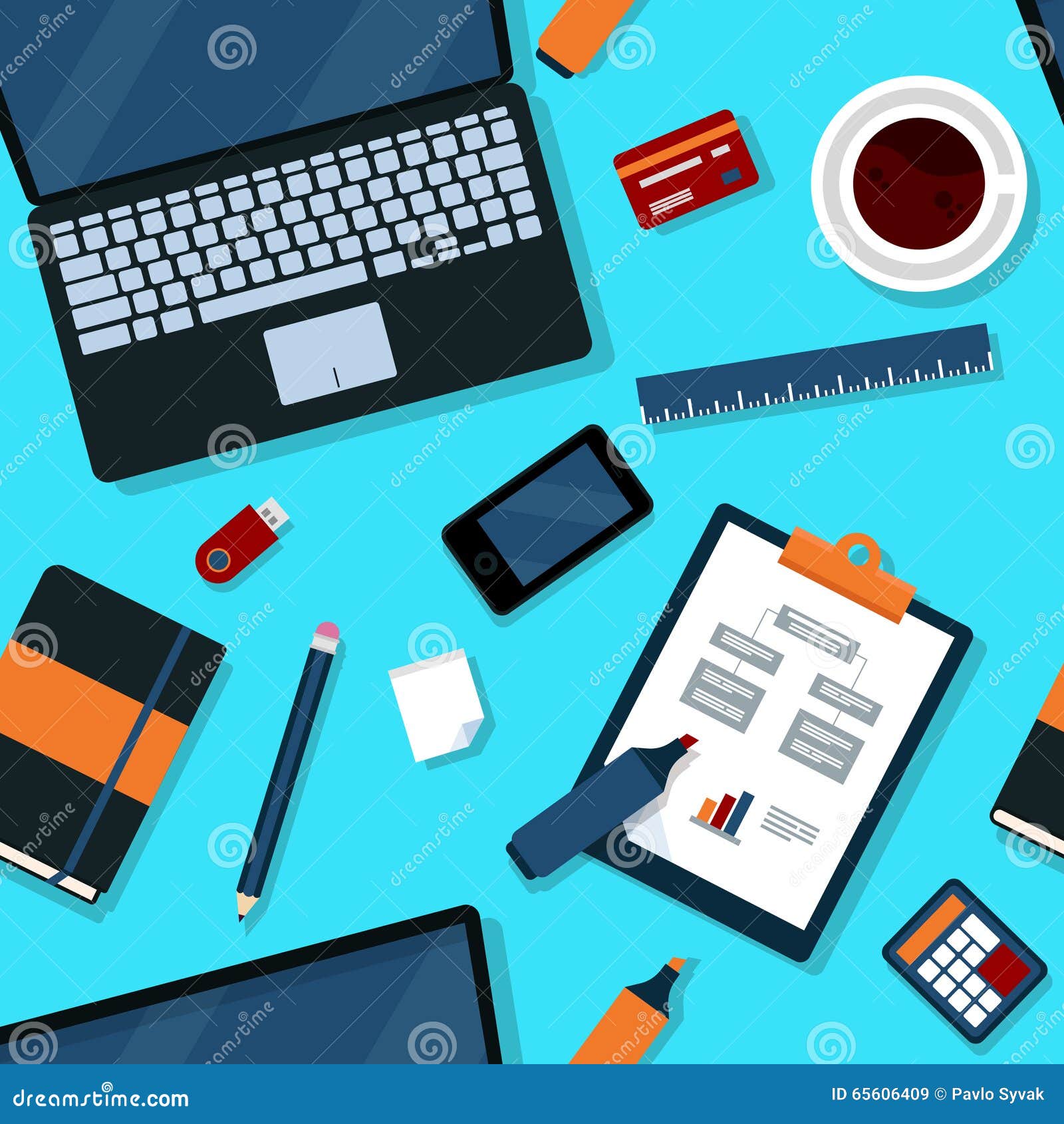 Office Seamless Pattern with Office Elements Stock Vector ...