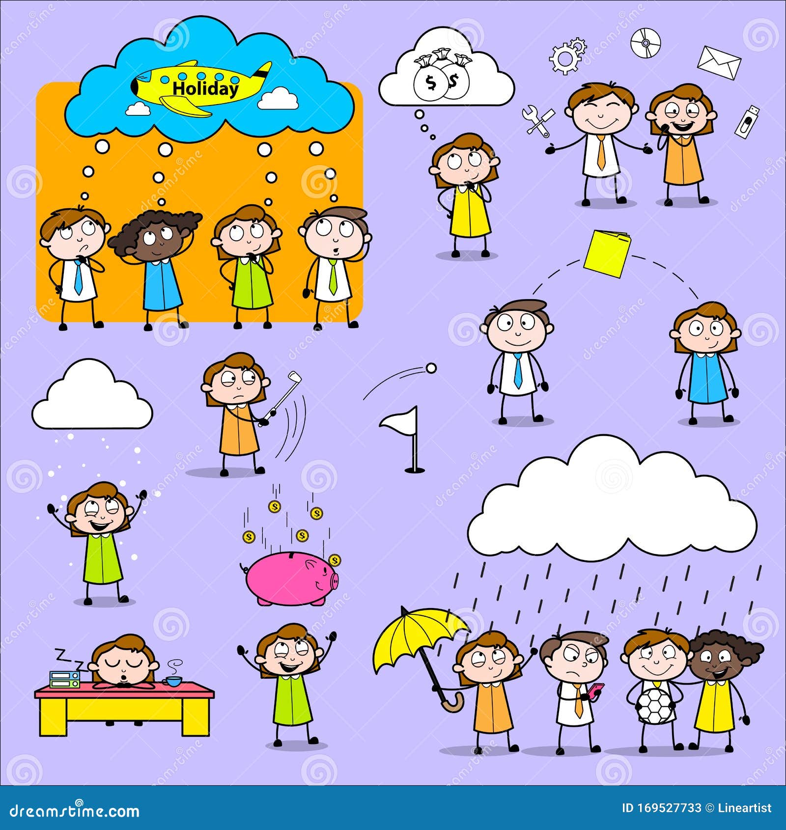 Office Secretory - Set Of Different Concepts Vector Illustrations ...