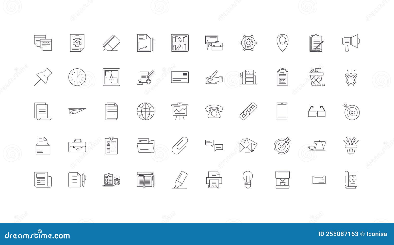 Office Set Ideas, Linear Icons, Line Signs Set, Vector Collection Stock ...