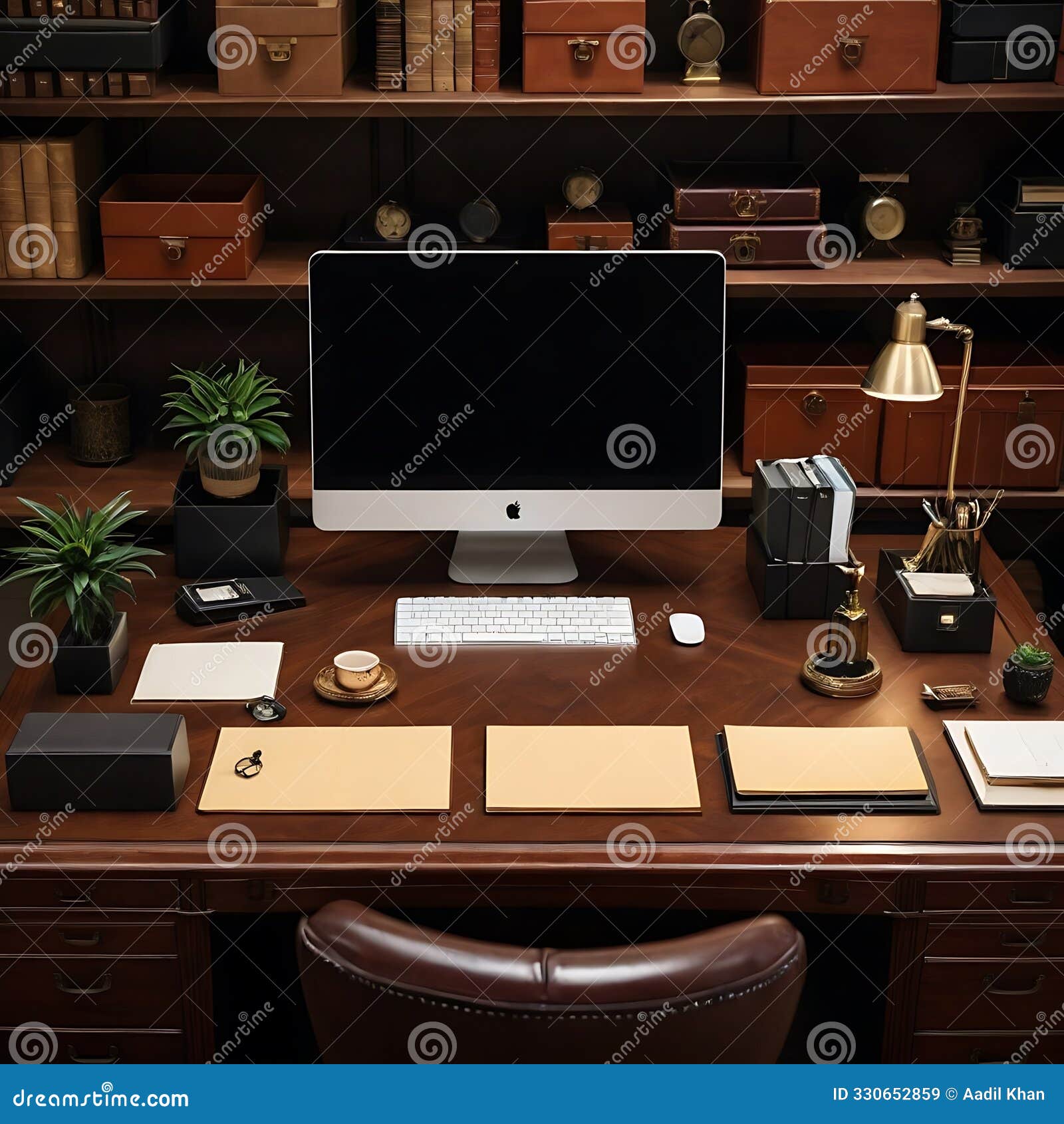 Office Setup with Desk Trays in a Traditional Office Setting Stock ...