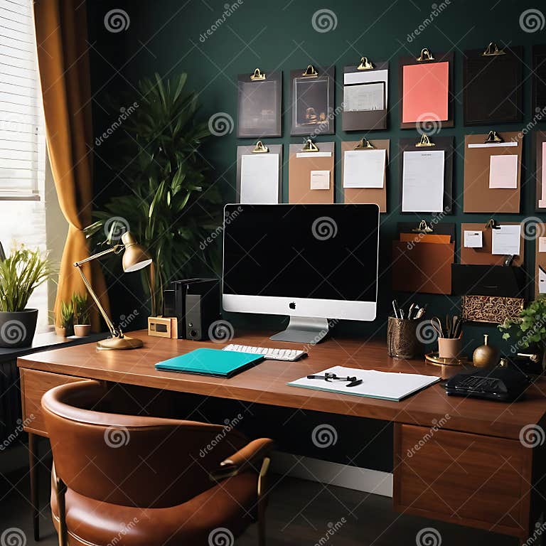 Office Setup with Folders in a Creative Studio Setting Stock Photo ...
