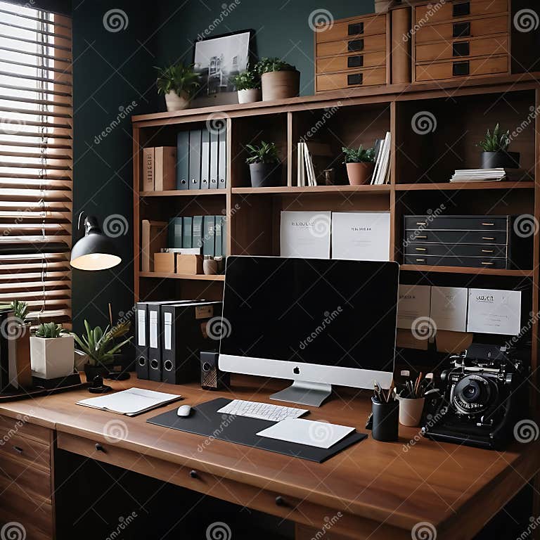 Office Setup with Folders in a Creative Studio Setting Stock Image ...