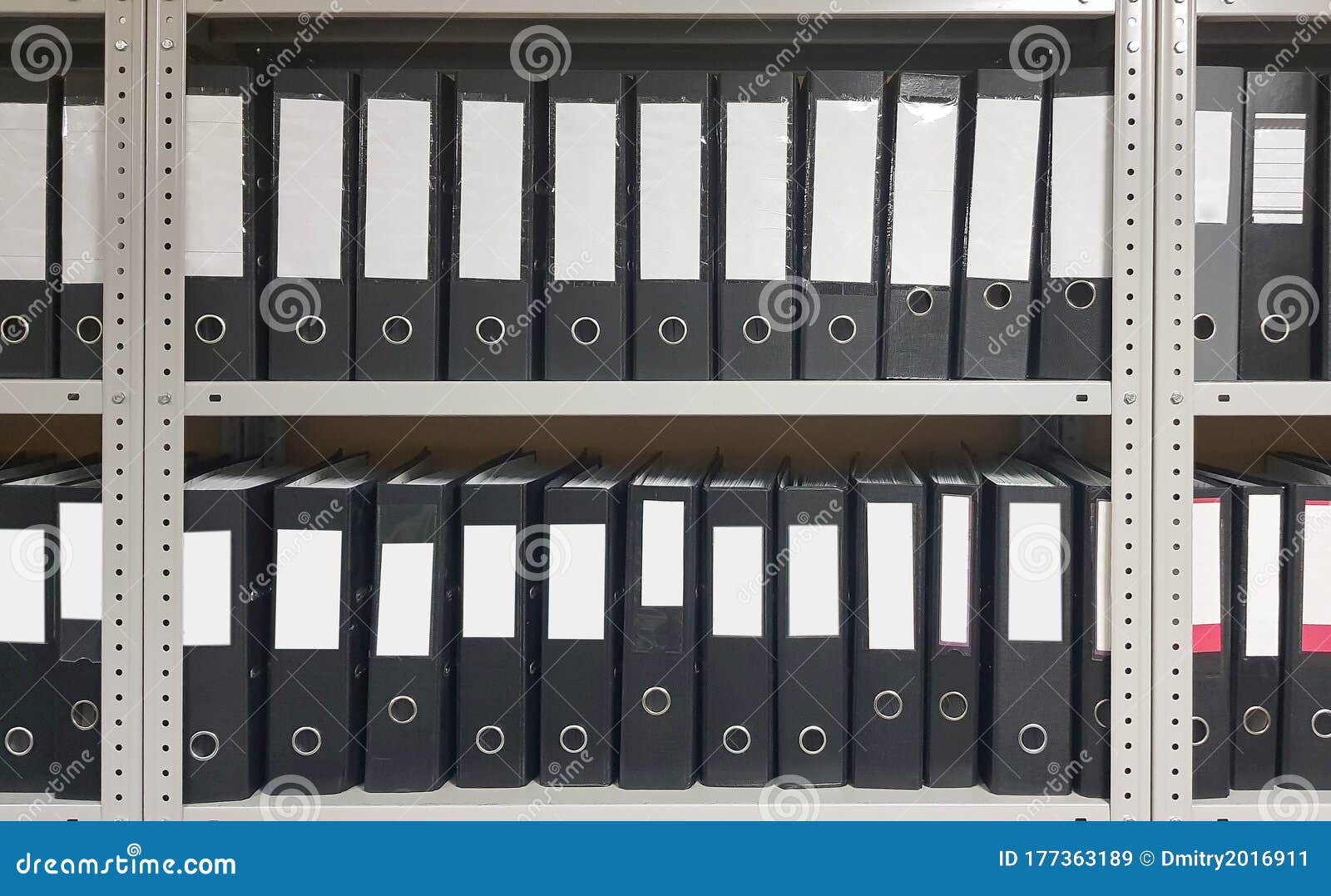 Office Shelf with a Lot of Folders. Stock Image - Image of document ...