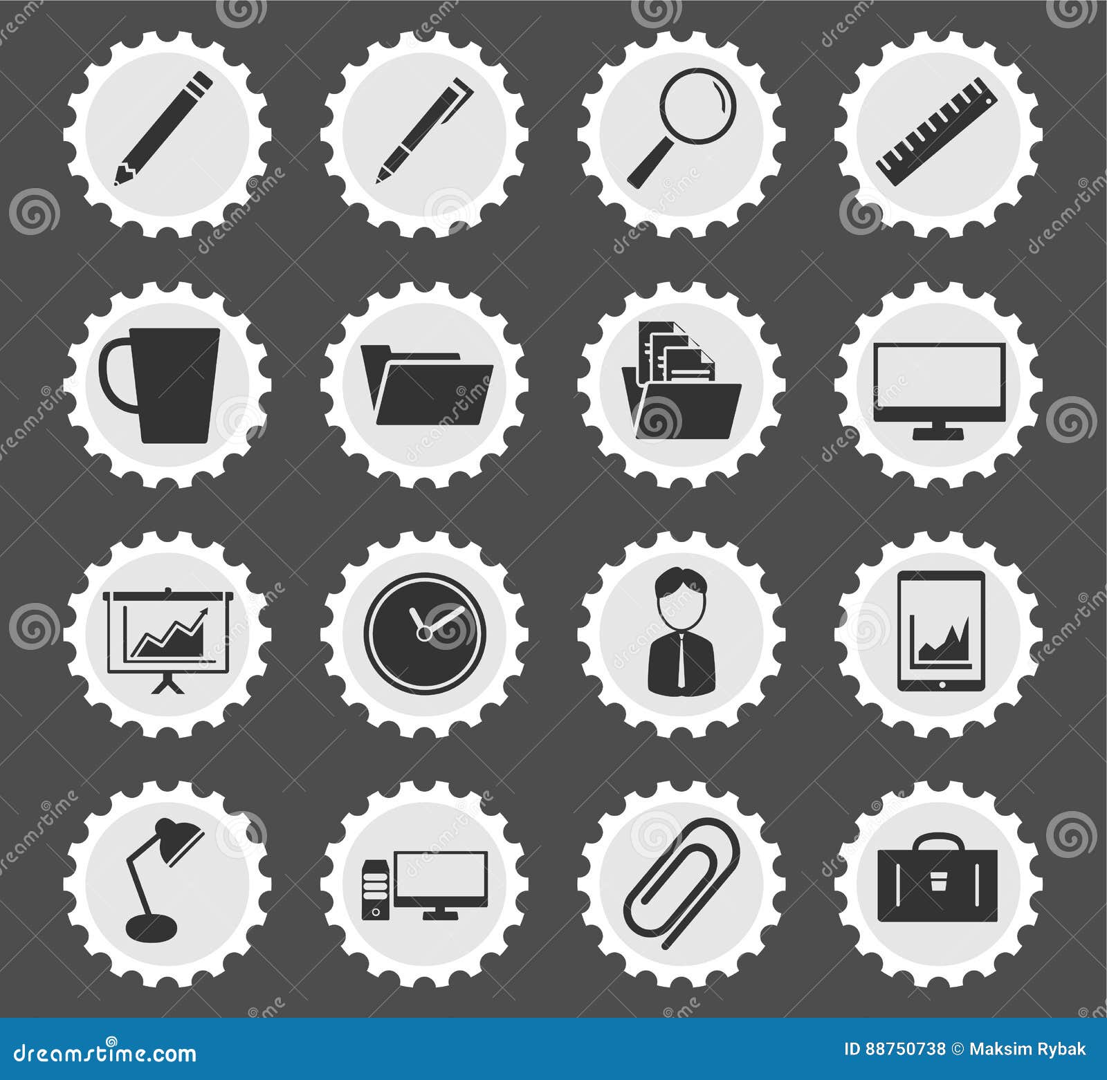 Office simply icons stock illustration. Illustration of presentation ...