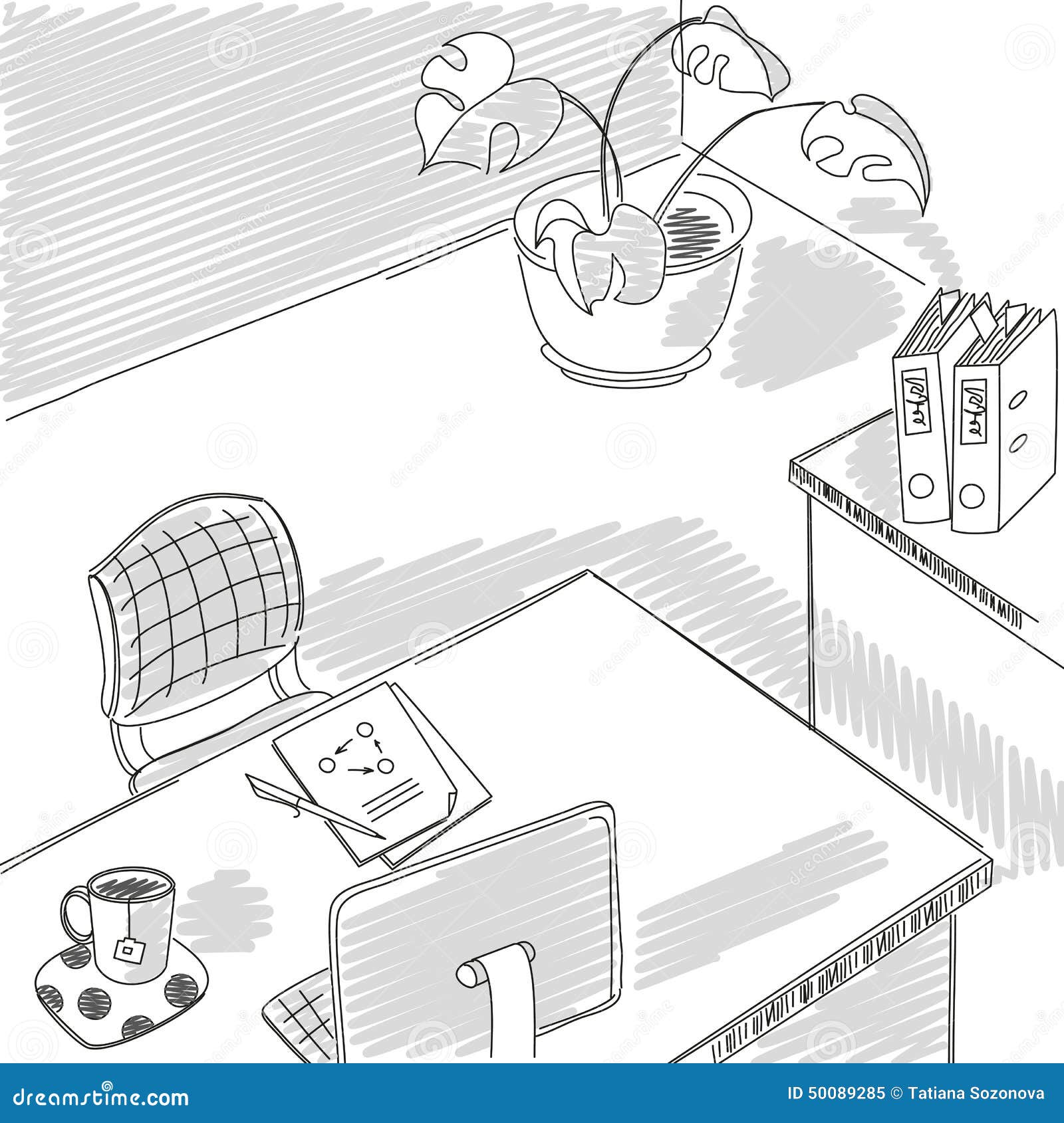 Office sketch stock illustration. Illustration of employee - 50089285