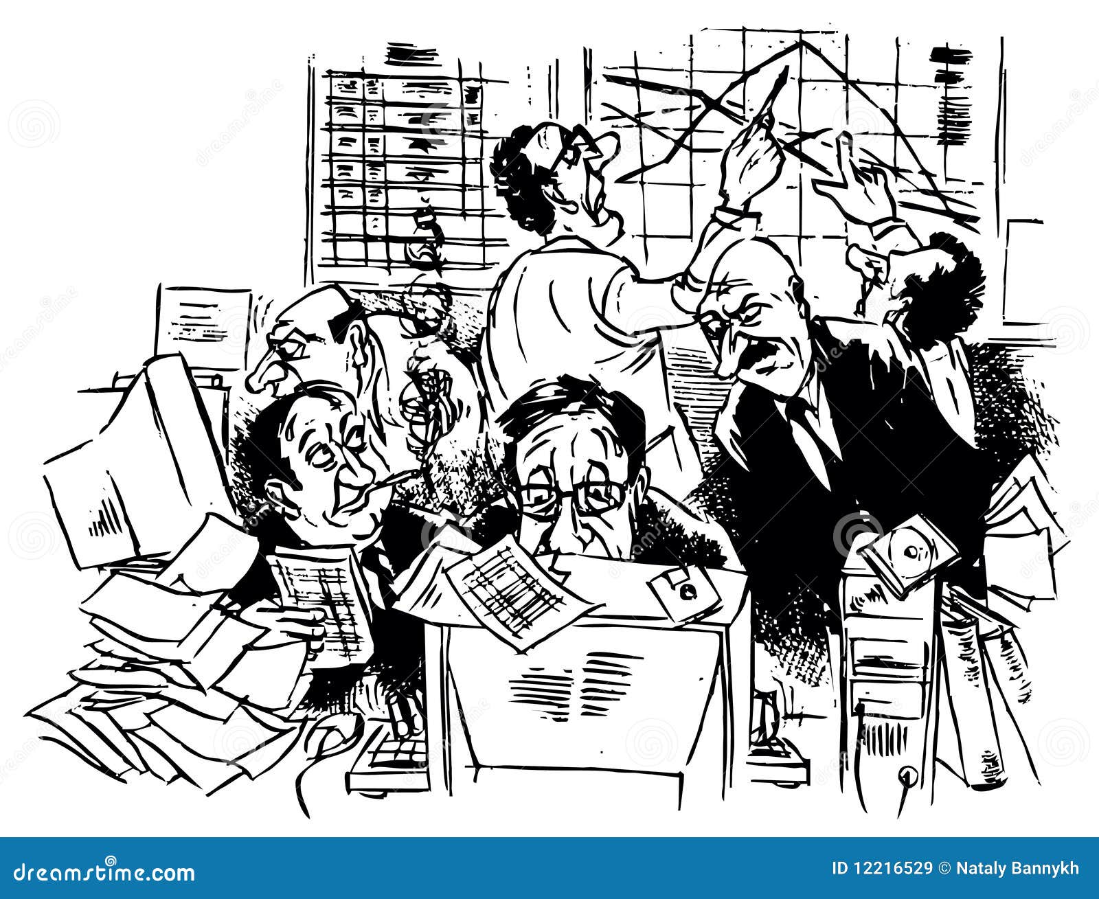 Office Snowed Under with Work Stock Illustration - Illustration of ...