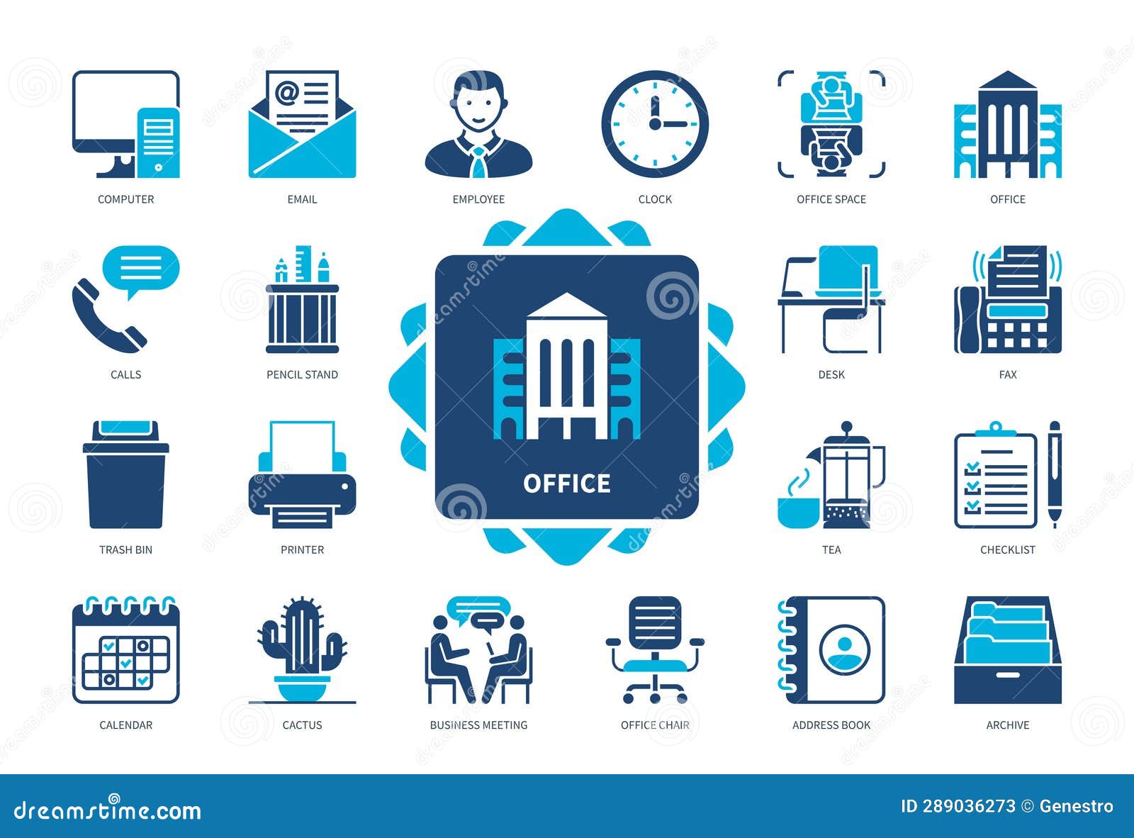 Office solid icon set stock illustration. Illustration of briefcase ...