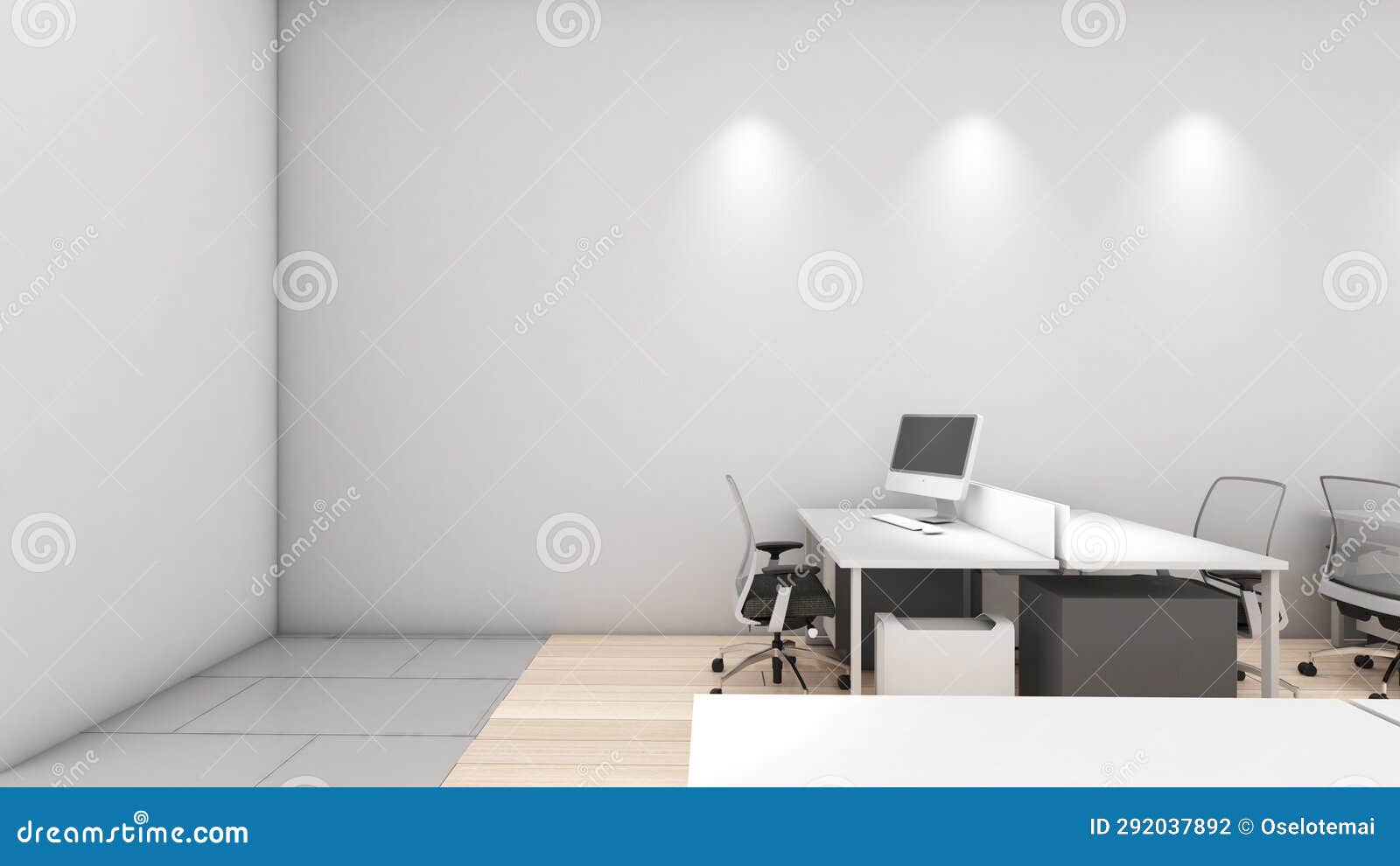 Office Space for Document Work and a White Wall for Putting Text,3d ...