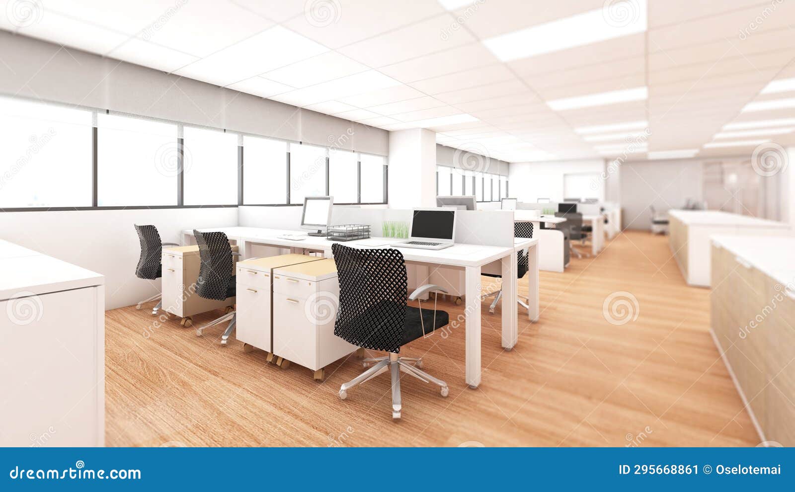 Office Space for Employees To Work and Corridor,Work Area Decorated in ...