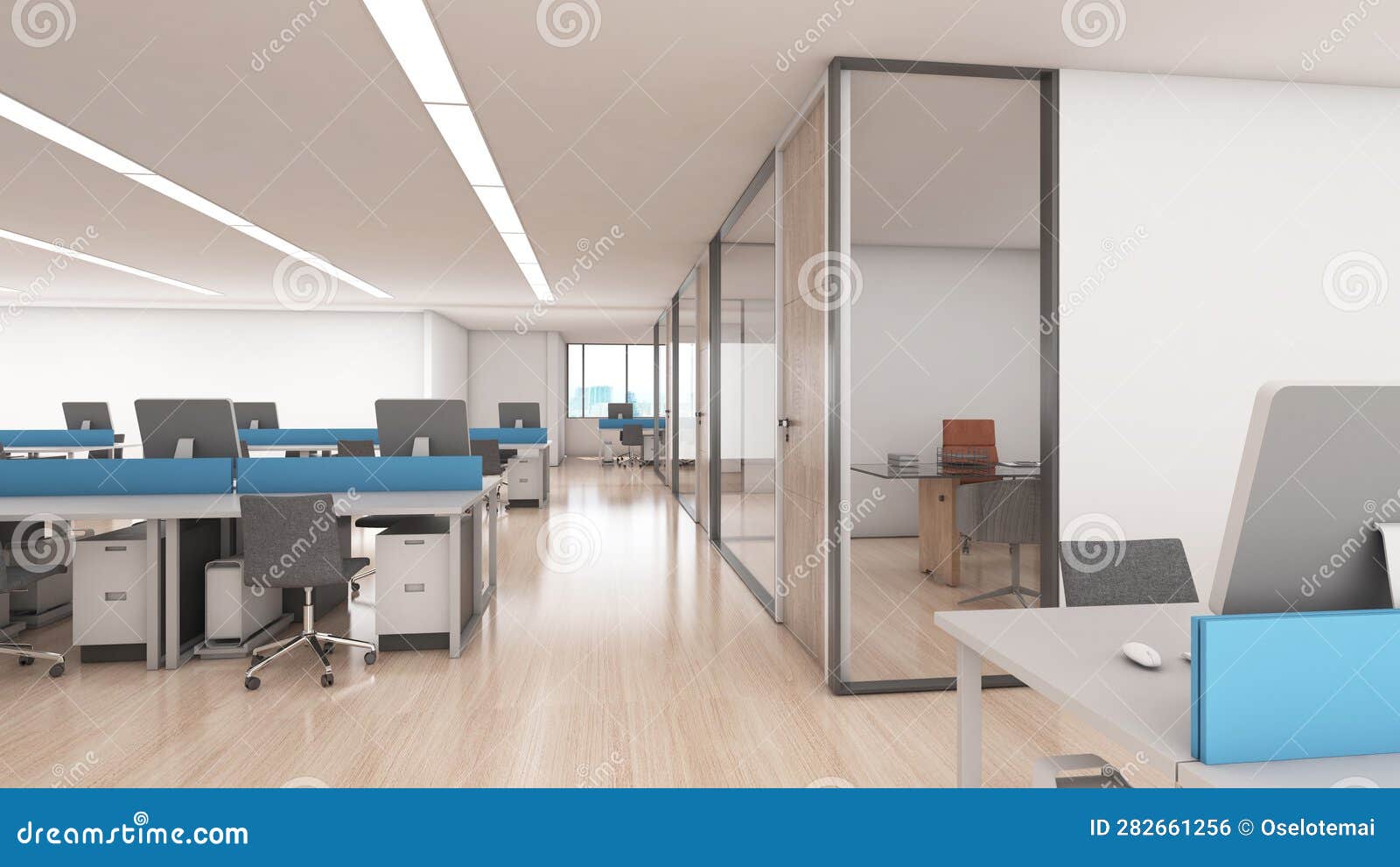 Office Space for Employees To Work and Corridor,Work Area Decorated in ...