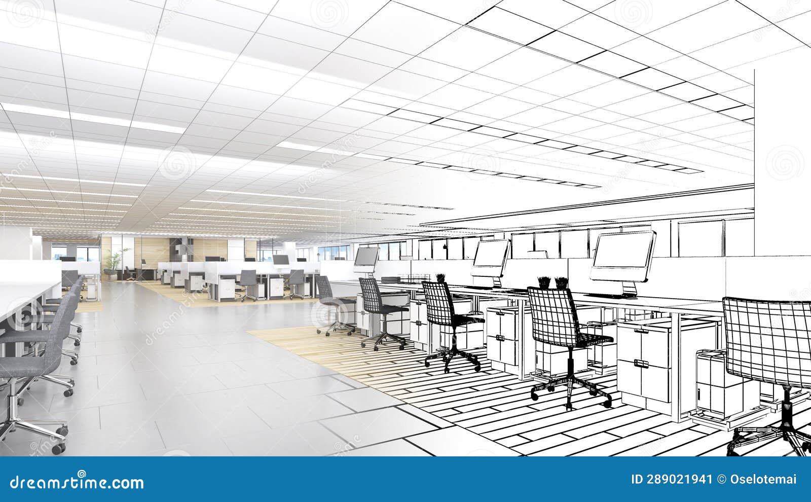 Office Space for Working with Computers, Office Equipment,a Combination ...