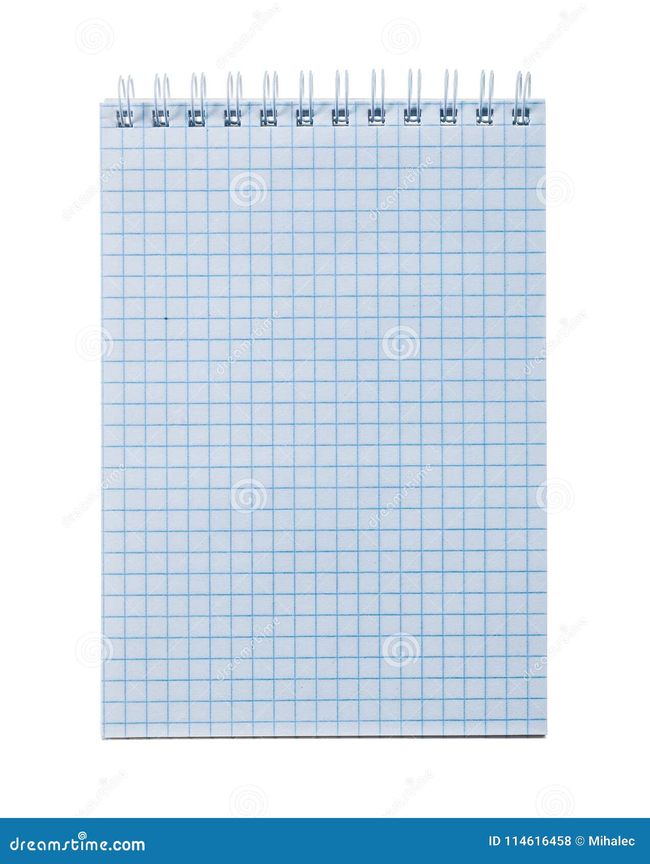Office Spiral Checked Notebook Isolated on White Stock Photo - Image of ...