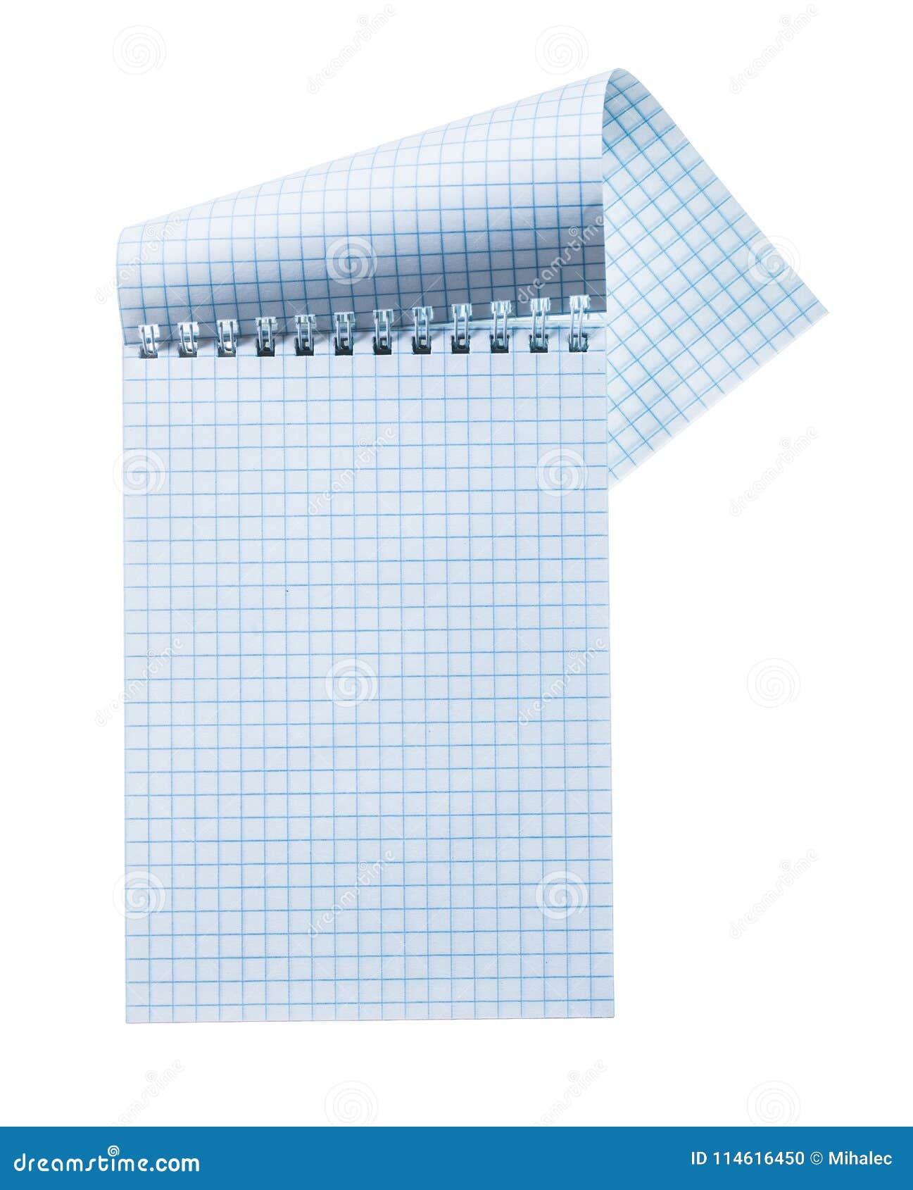 Office Spiral Checked Notepad Isolated on White Stock Photo - Image of ...