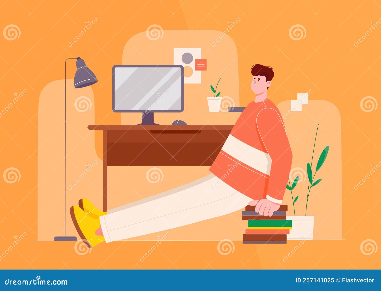 Office Sport Workout, Young Tiny Worker Stretching, Doing Physical ...