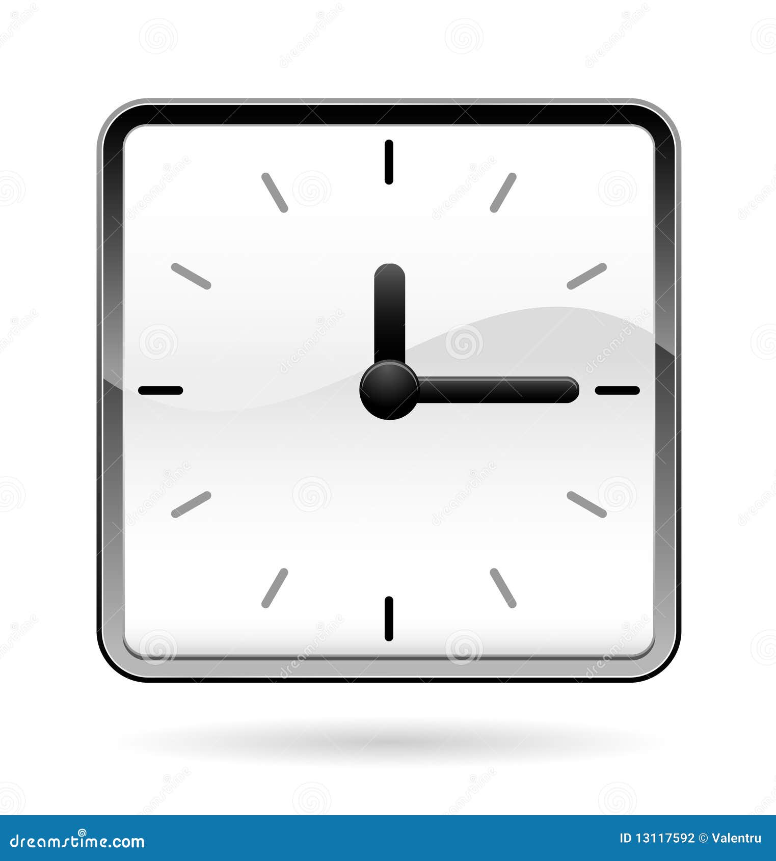 Office square clock stock vector. Illustration of reflection - 13117592