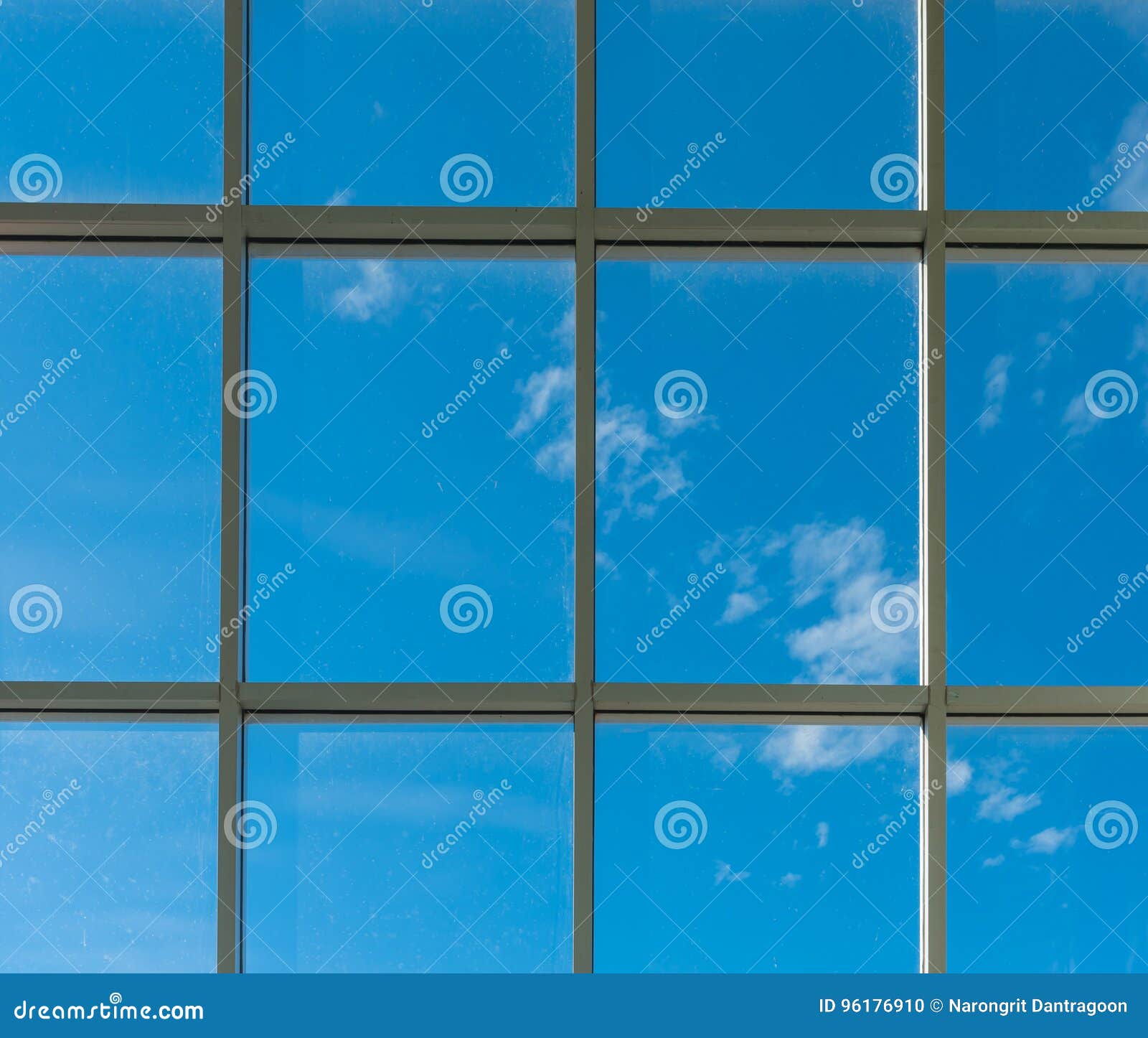 Office Square Windows To See Blue Sky. Stock Photo - Image of frame ...