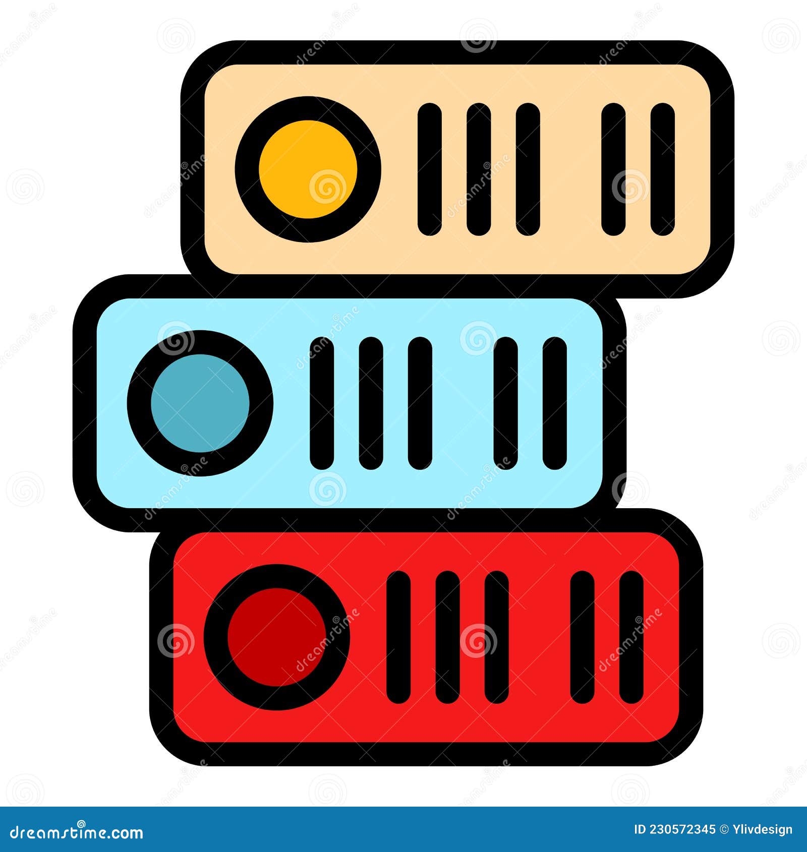 Office Stack Folders Icon Color Outline Vector Stock Illustration ...