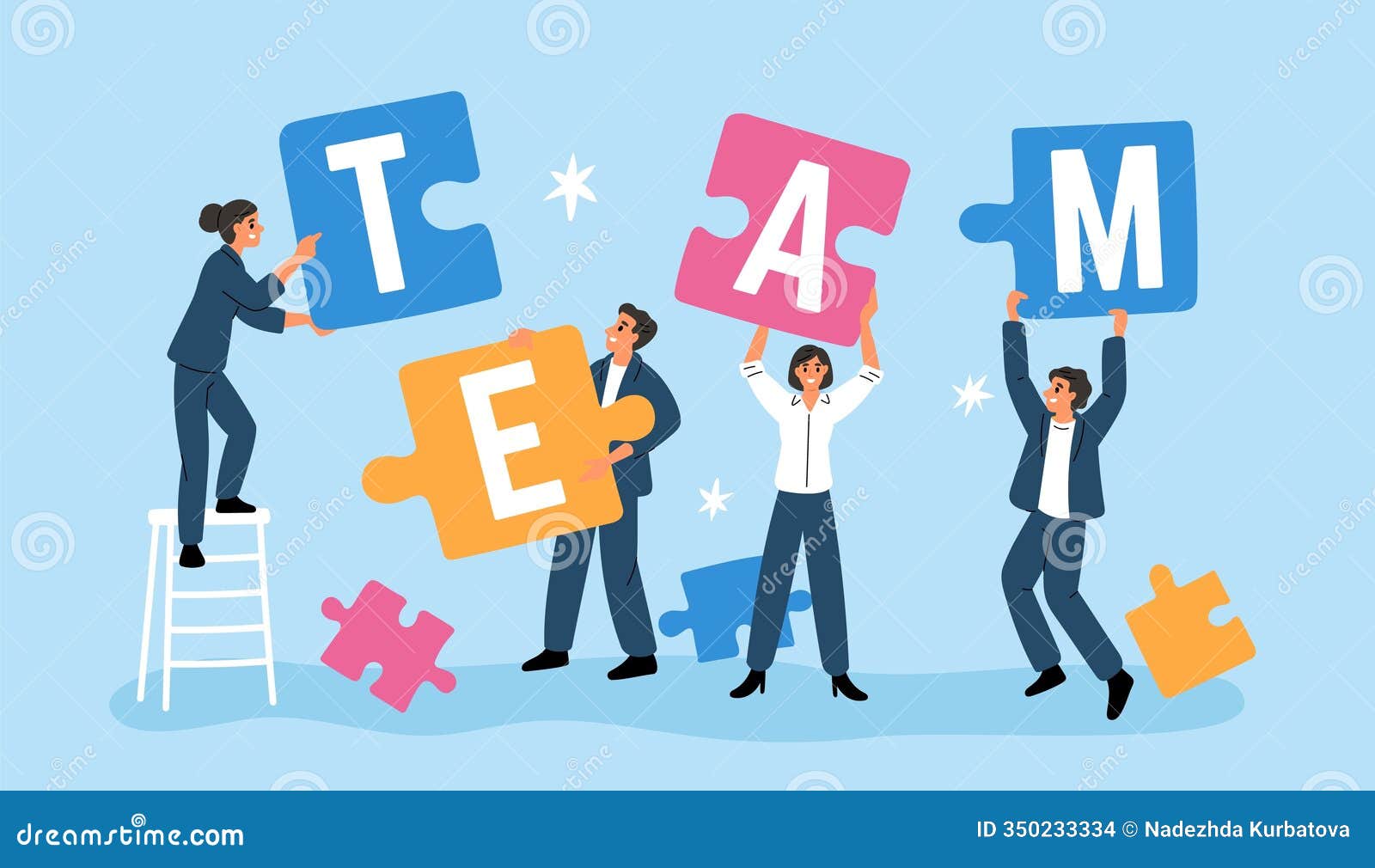 Teamwork. Employees Working At Office Together. Woman Conducting ...