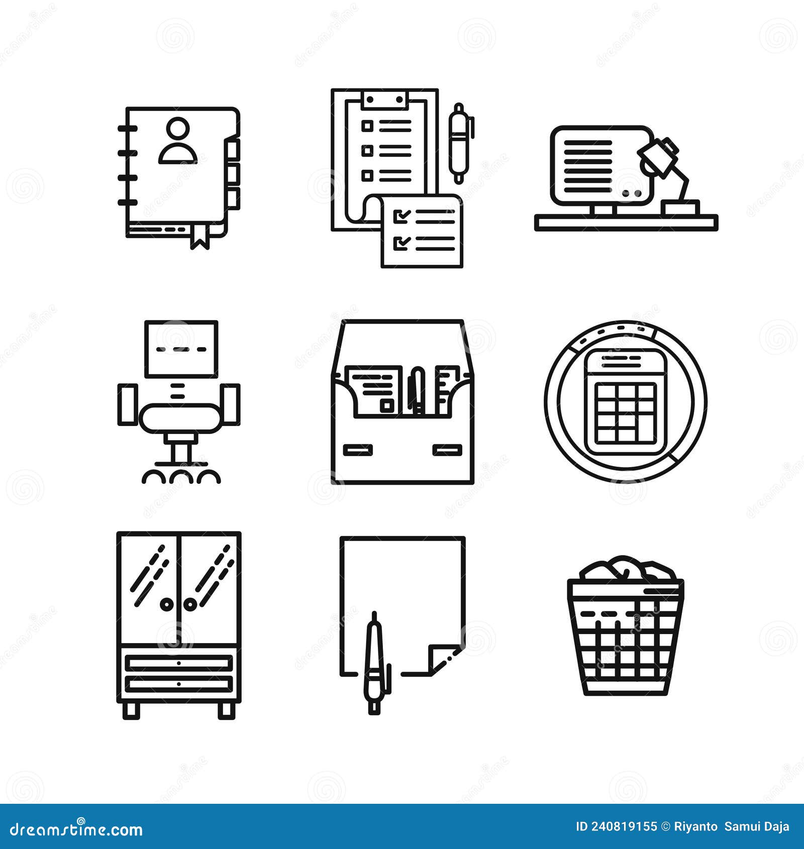 Office Staff Icon Set Black and White Illustration Stock Vector ...