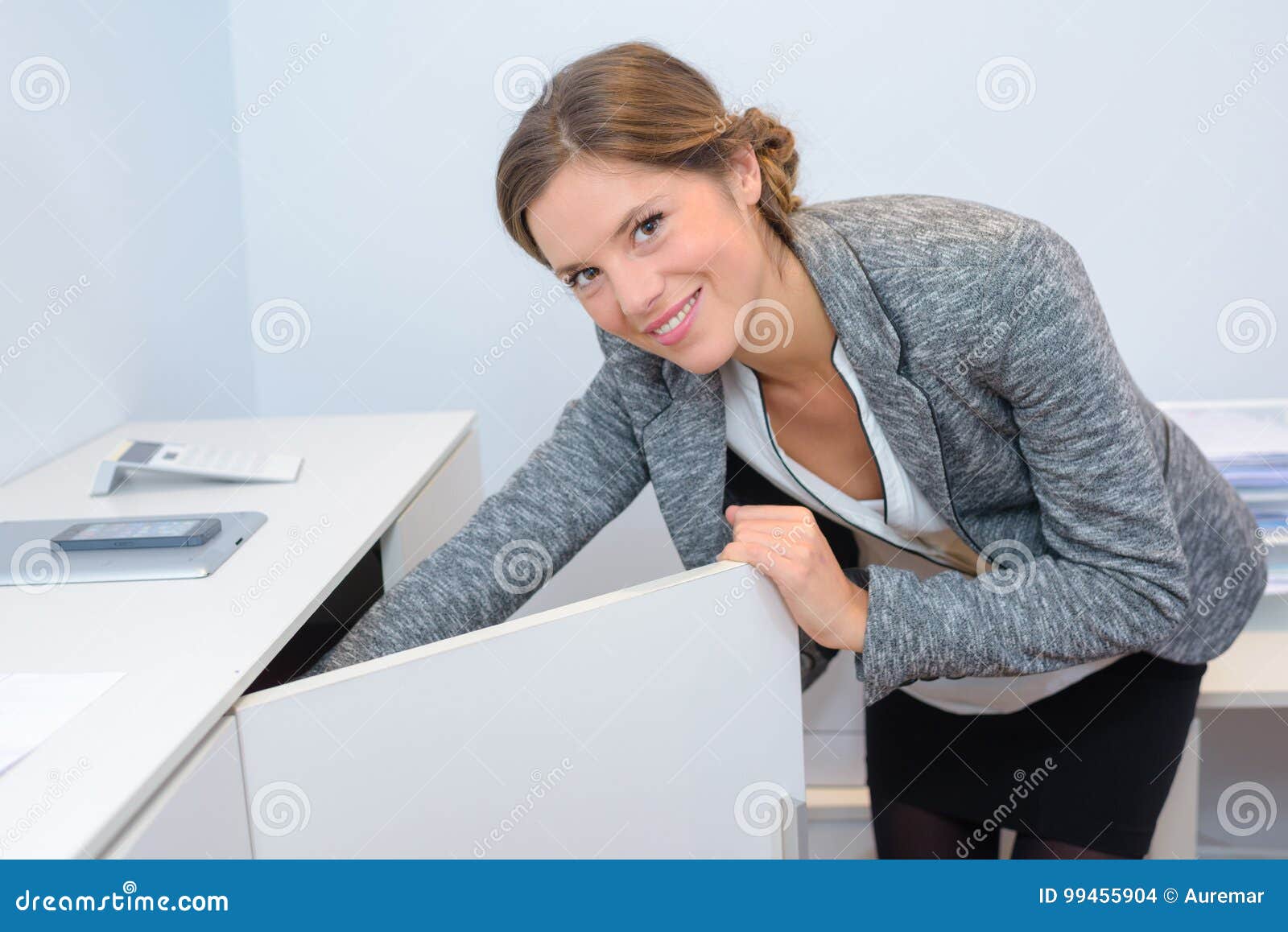 Office Staff Opening Cupboard Stock Photo - Image of alone, secret ...
