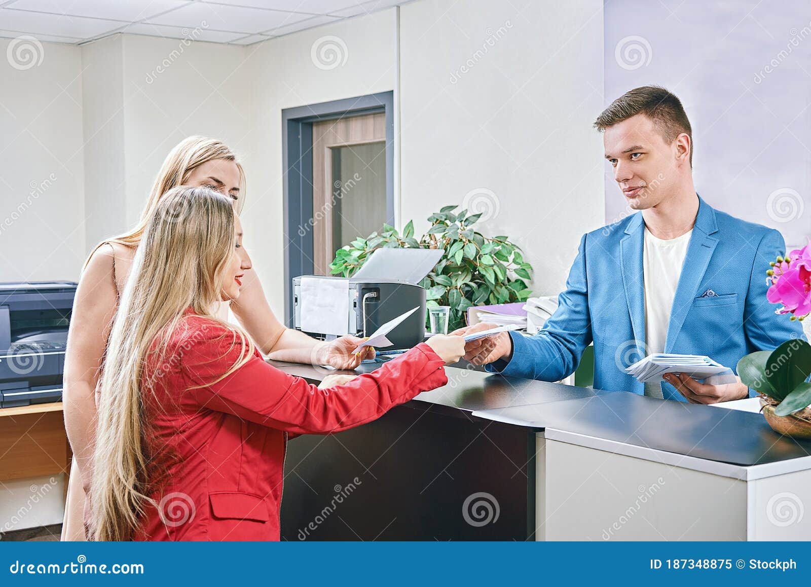 Office Staff at the Reception. Male Secretary Manager Stock Image ...