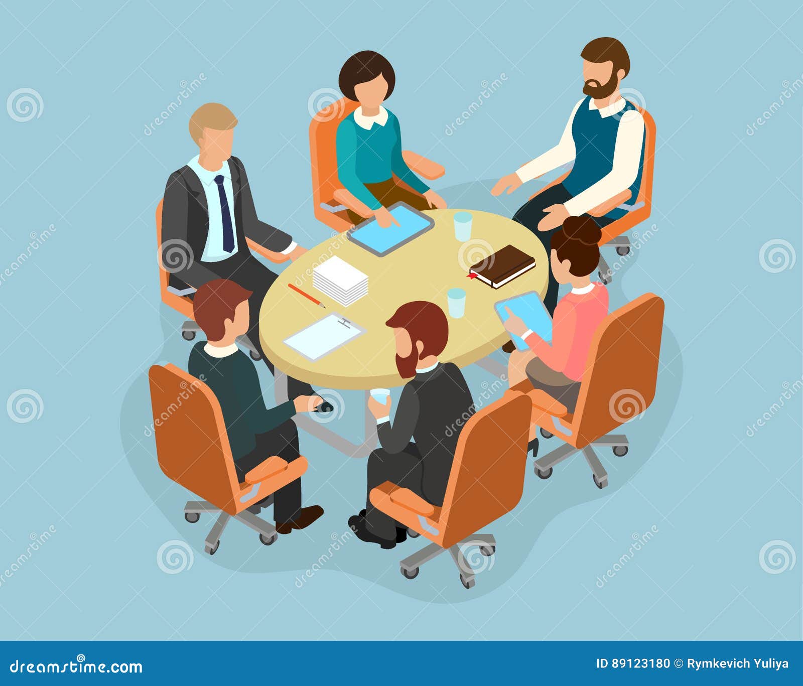 Office Staff at the Round Table in the Process of Discussing Stock ...