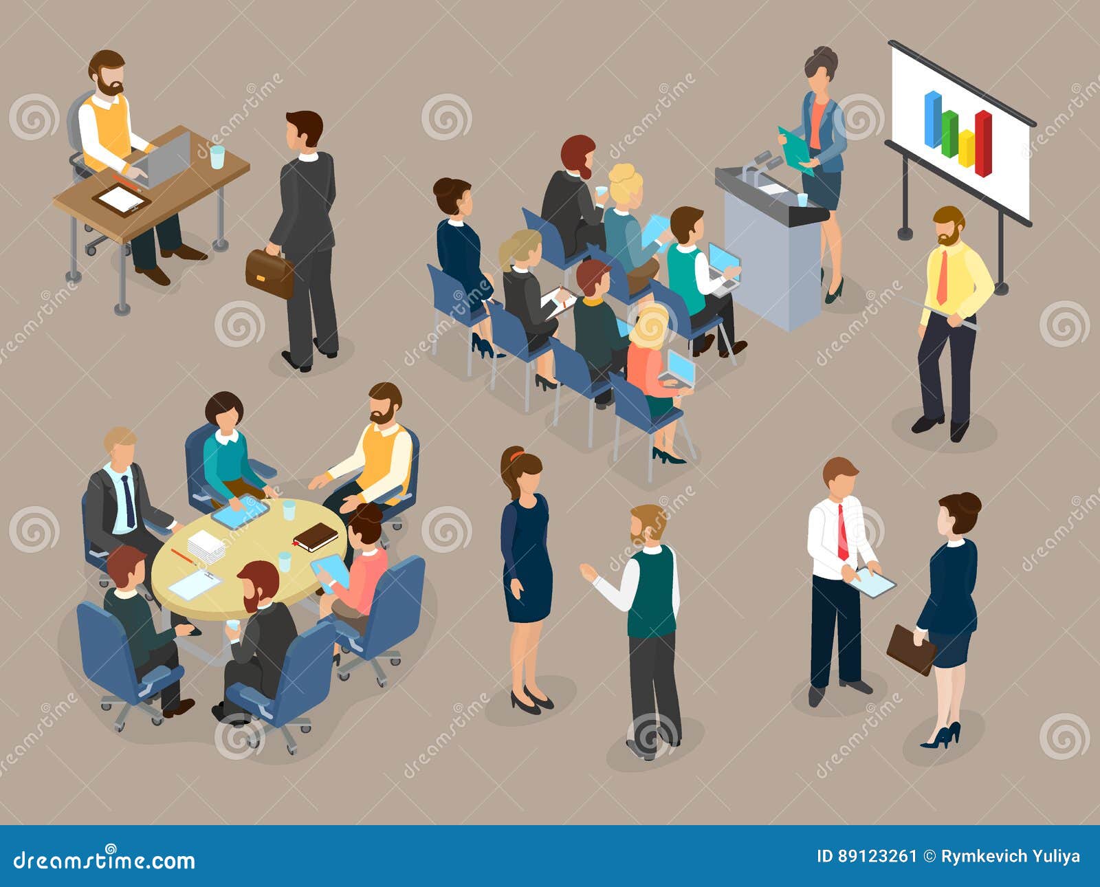 Office Staff at the Round Table in the Process of Discussing Stock ...