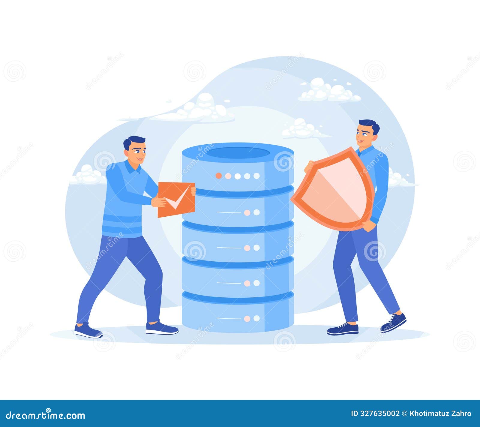 Office Staff Stores Data Information on Servers. Secure Online Data ...