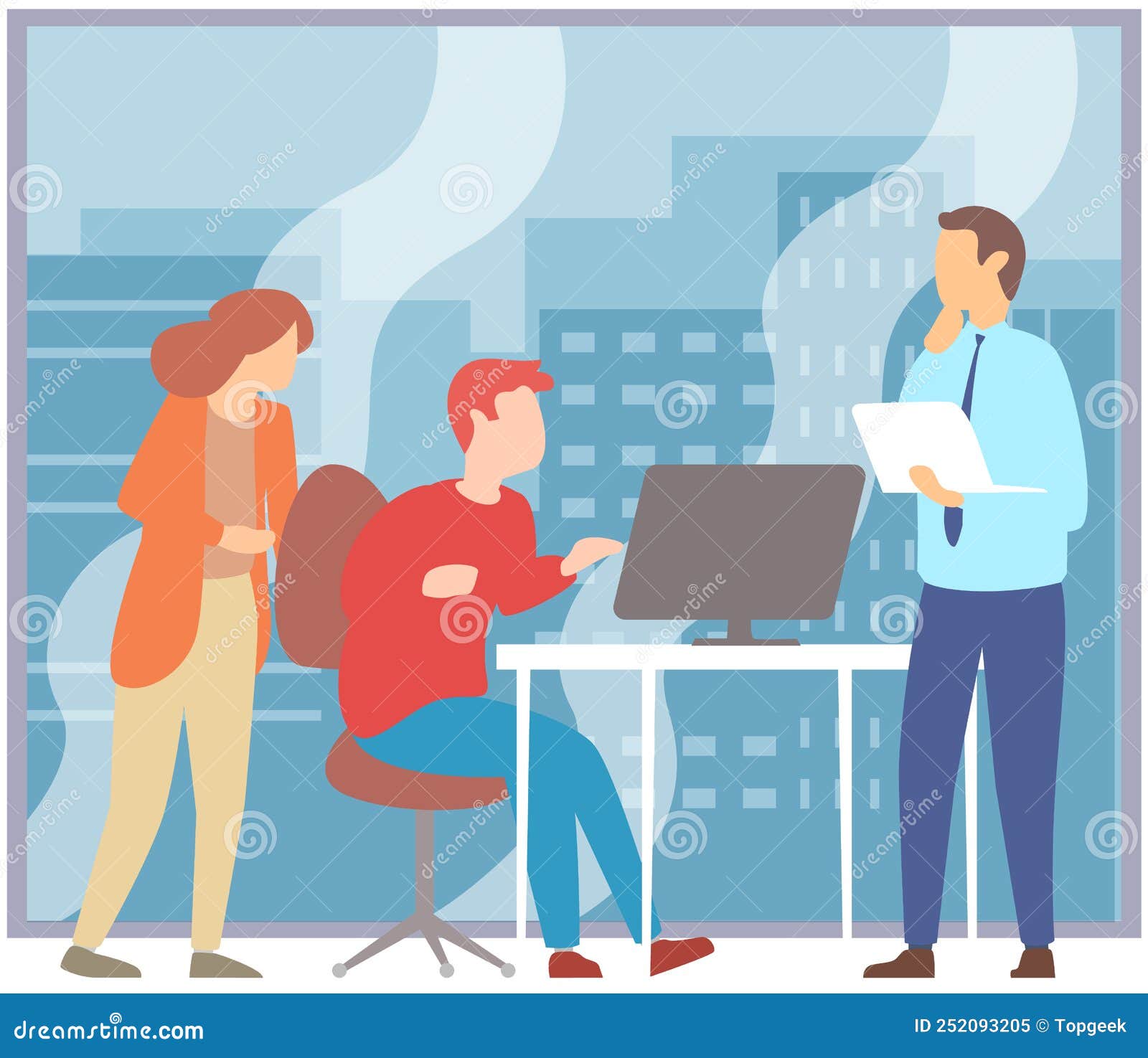 Office Workers. Co-workers. Colleagues Discuss Project Teamwork. Office Staff Work and ...