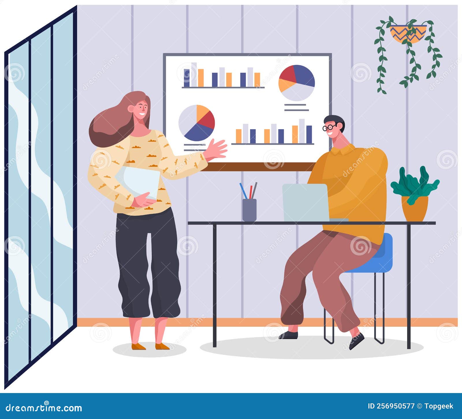 Office Workers. Co-workers. Colleagues Discuss Project Teamwork. Office ...