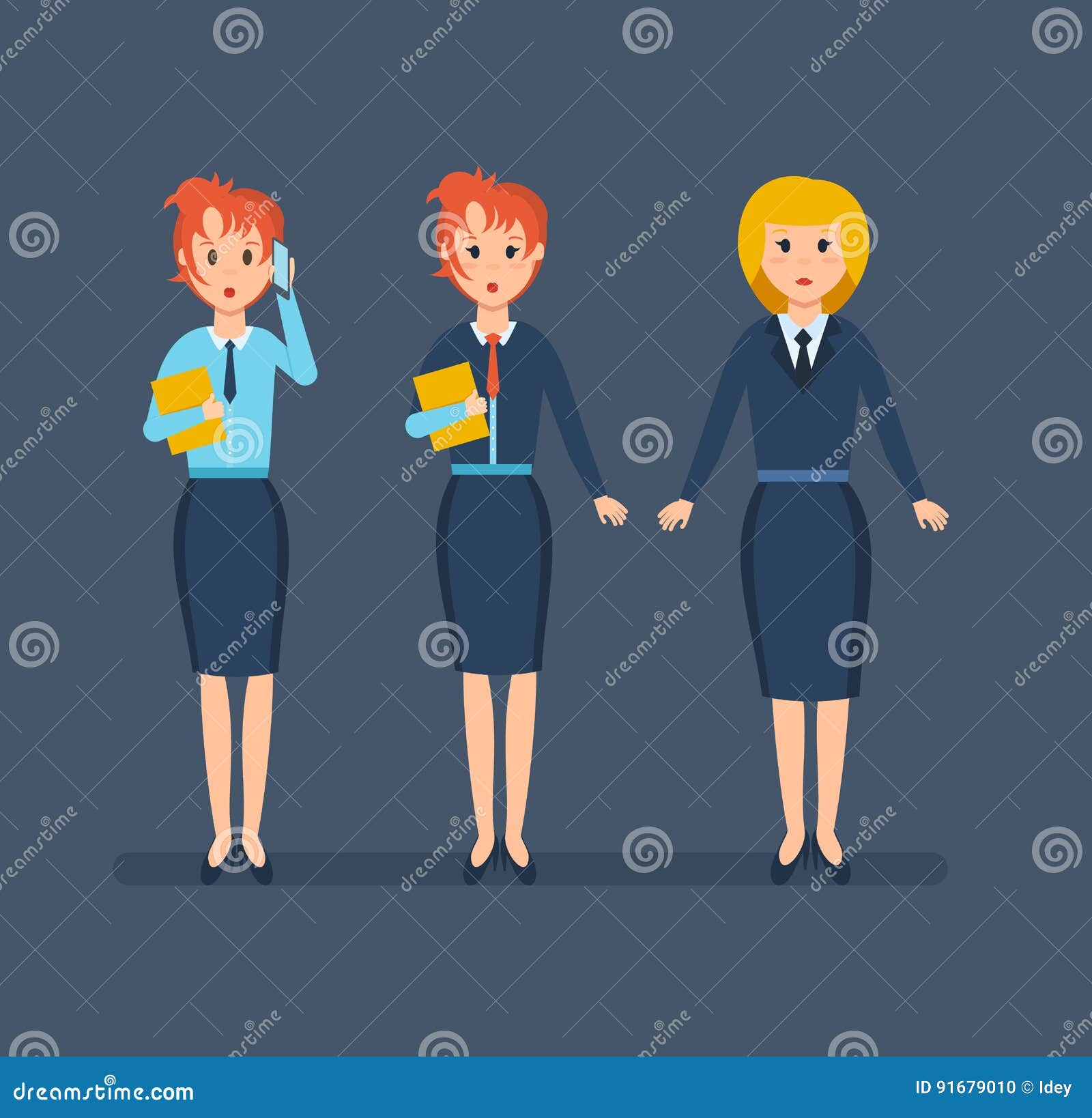 Office Staff, Work with Documents and Talk on the Phone. Stock Vector ...