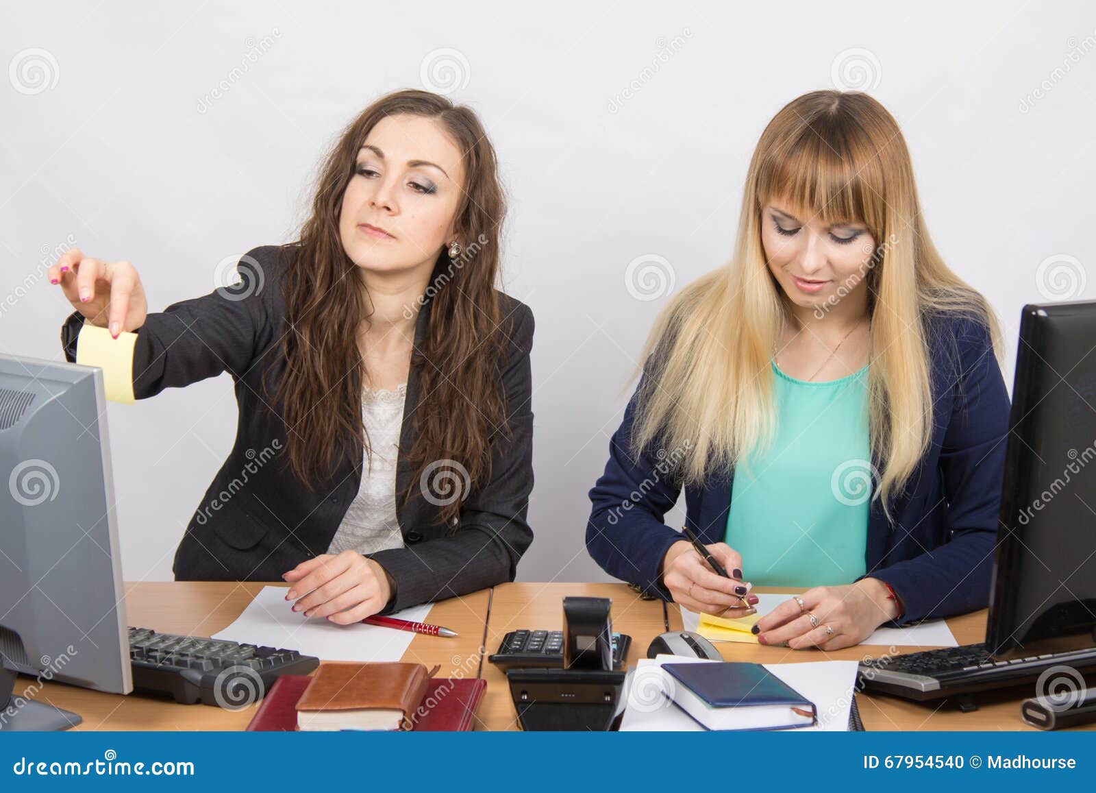 The Office Staff Write Reminder Notes on a Small Square Stock Photo ...