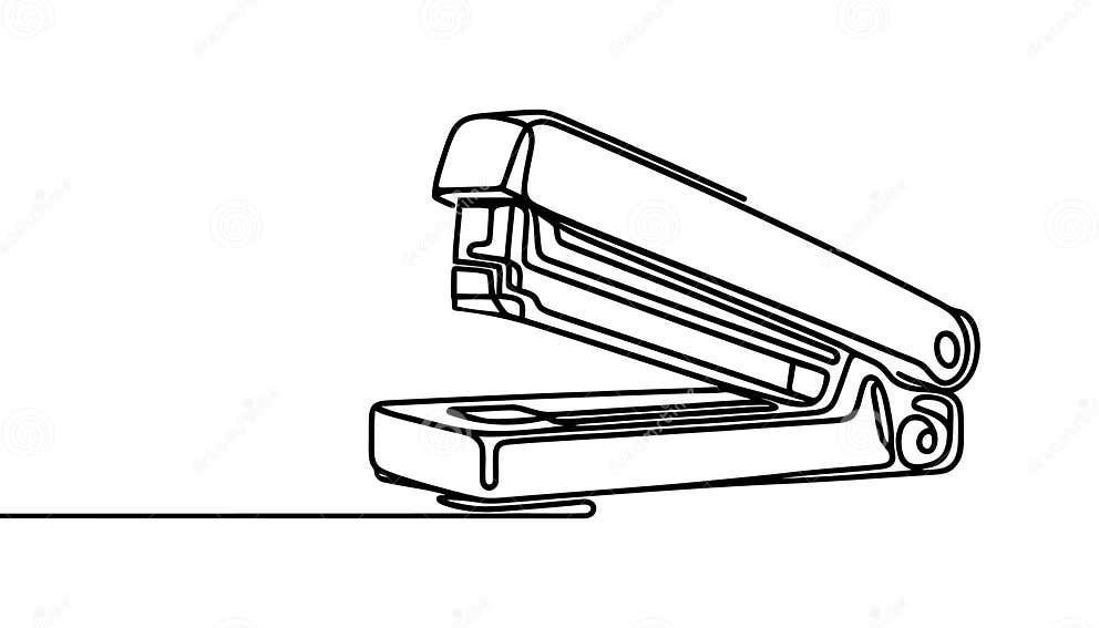 Office Stapler, One Line Continuous Line Drawing. Vector Minimalist ...