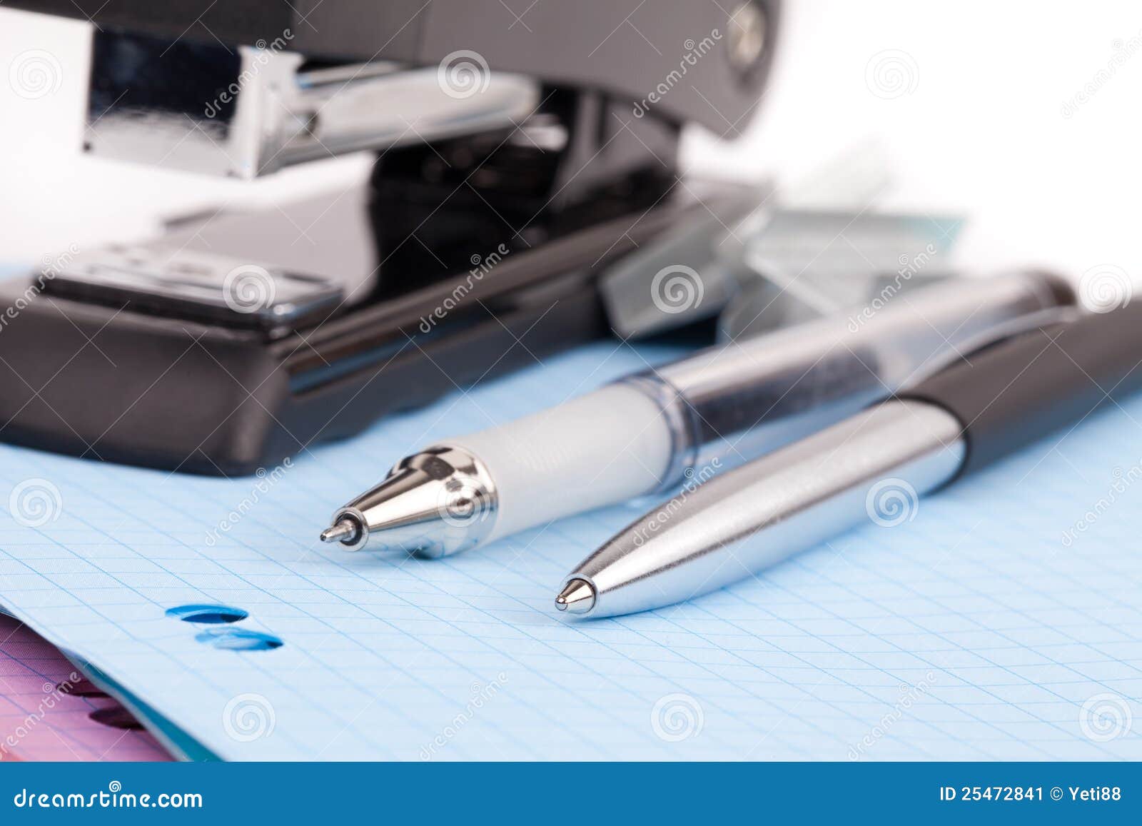Office stapler and pen stock image. Image of school, isolated - 25472841